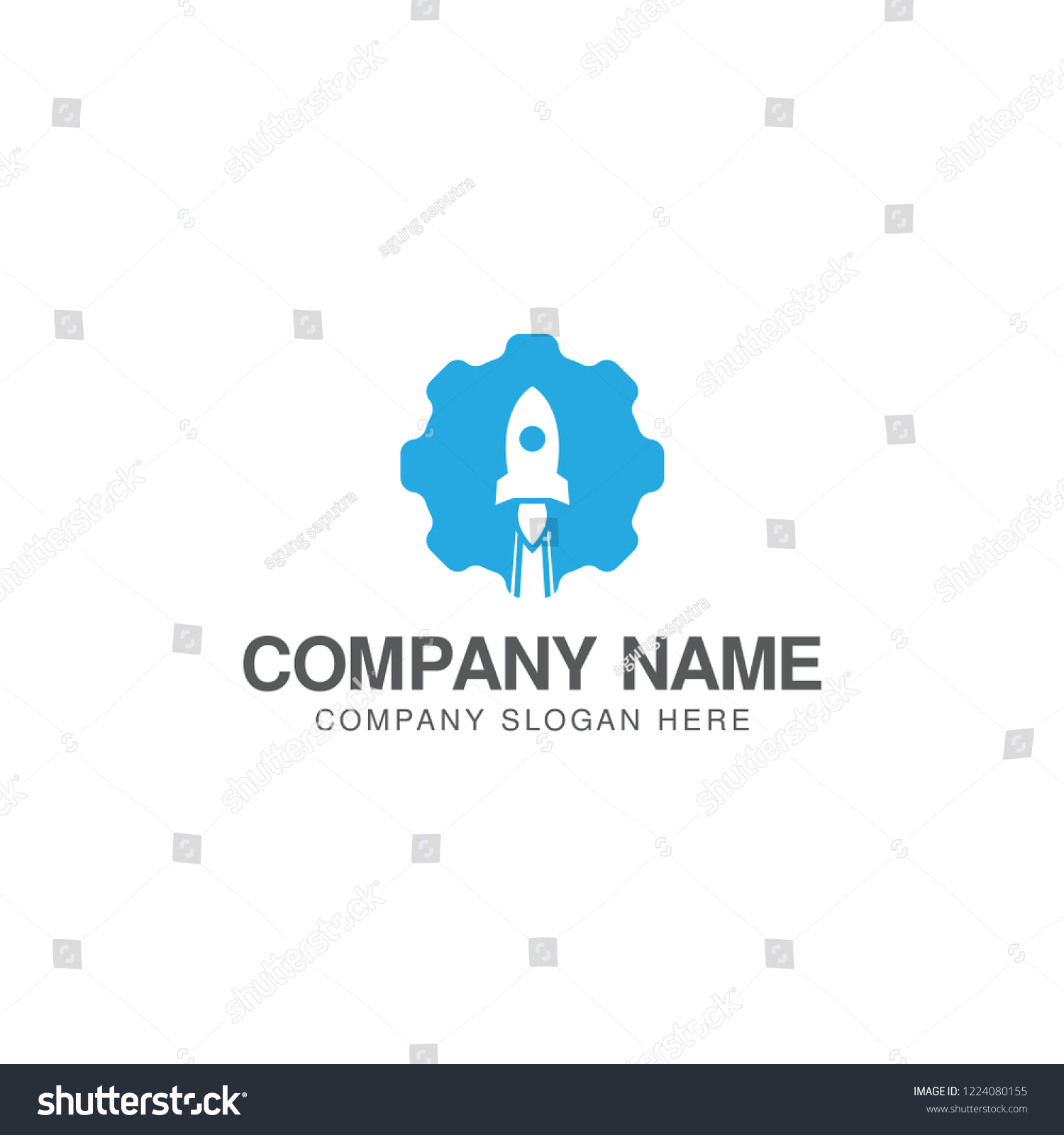 Cog Wheel Rocket Launch Logo Design Stock Vector (Royalty Free) 1224080155
