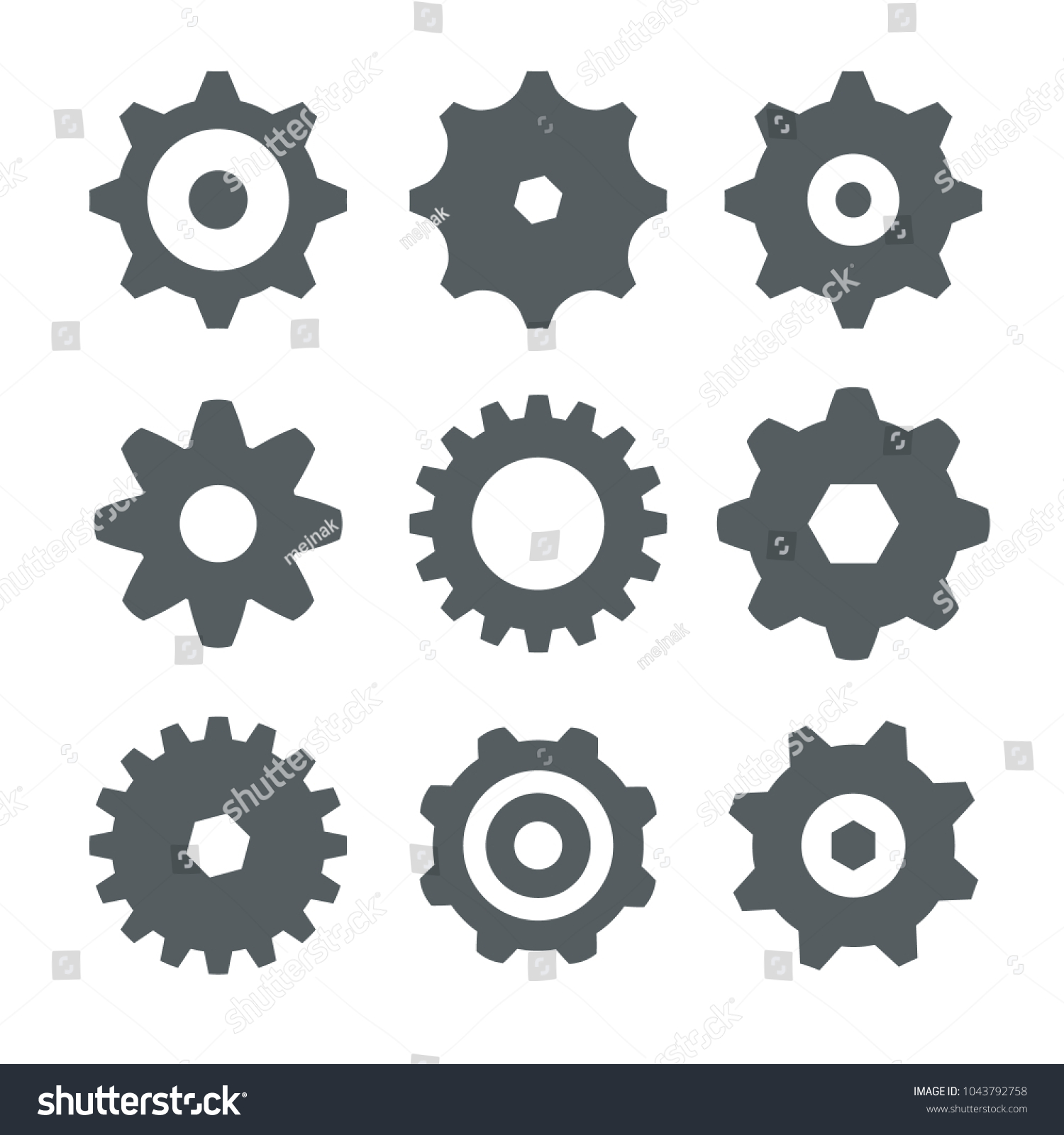 Cogs Gears Icons Isolated Stock Vector (Royalty Free) 1043792758
