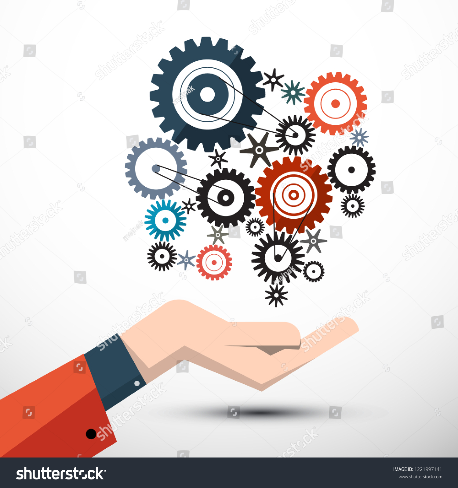 Cogs Hand Vector Gears Symbol Stock Vector (Royalty Free) 1221997141 ...