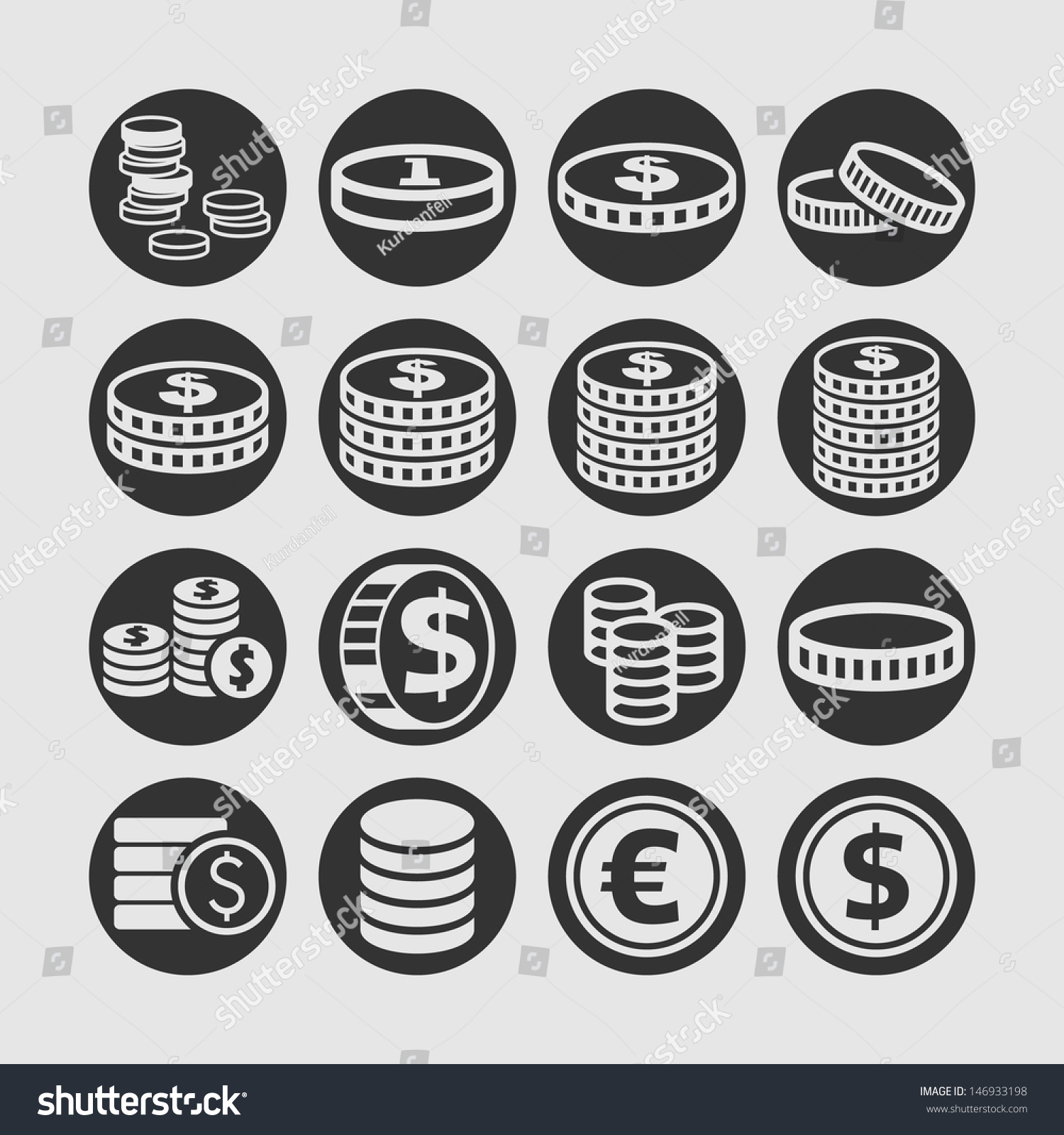 Coin Icons Stock Vector 146933198 - Shutterstock