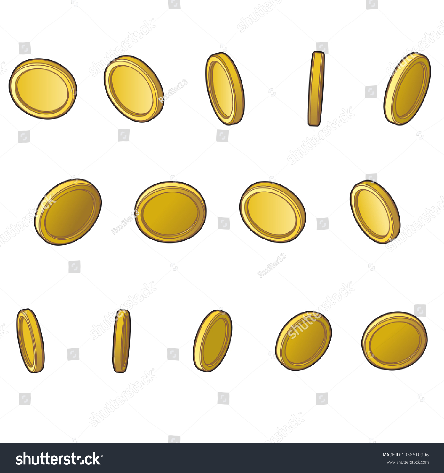 Vektor Stok Coin Rotate Sprite Sheet (Tanpa Royalti) 1038610996 ...