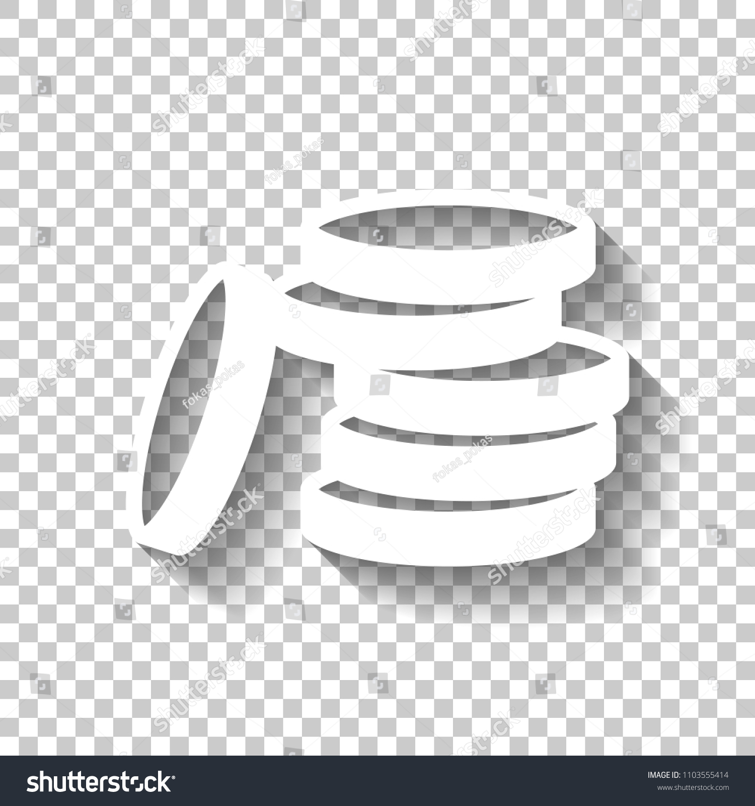 Coin Stack Icon White Icon Shadow Stock Vector (Royalty Free) 1103555414