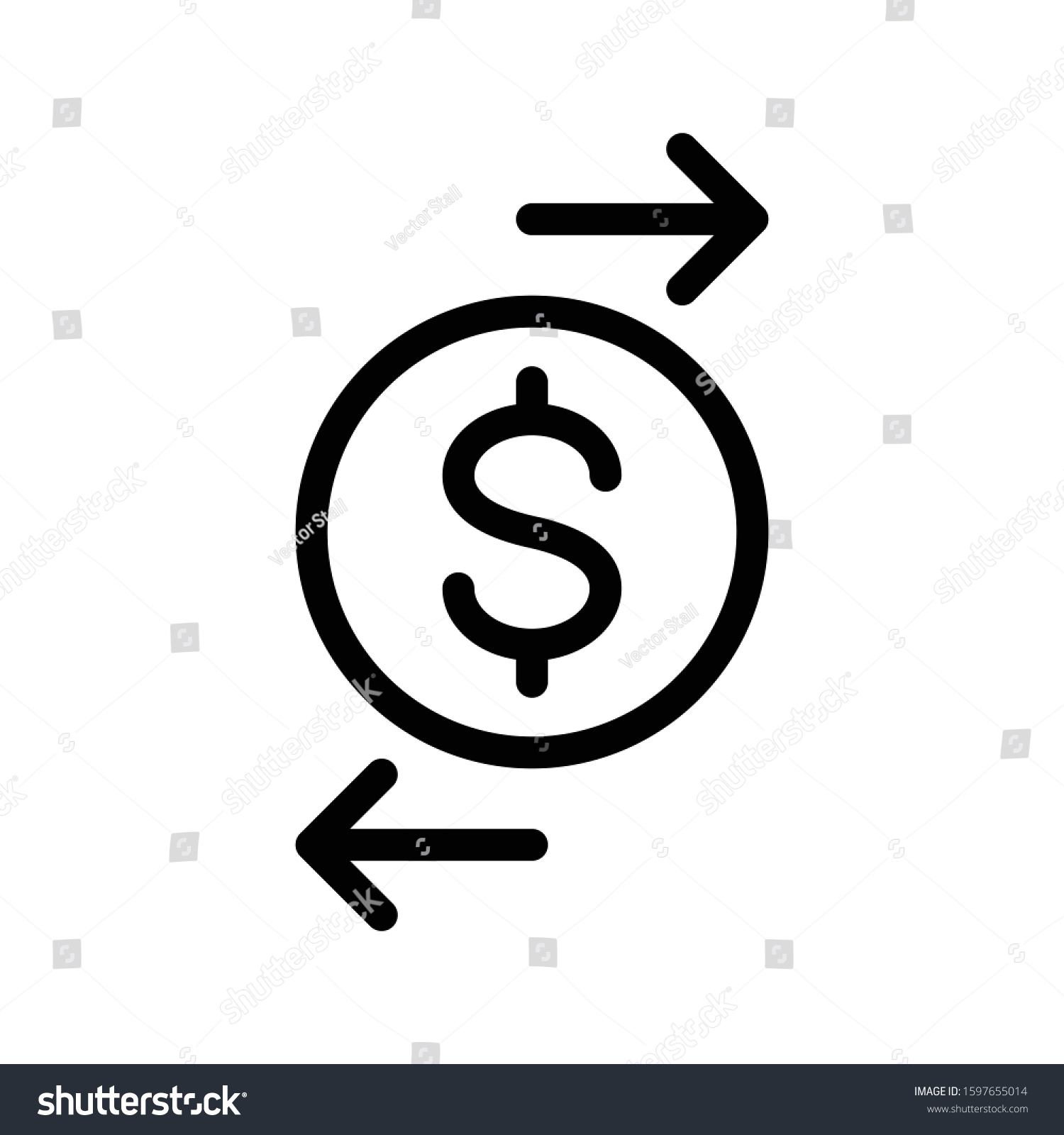 Coin Transfer Vector Thin Line Icon Stock Vector (Royalty Free ...