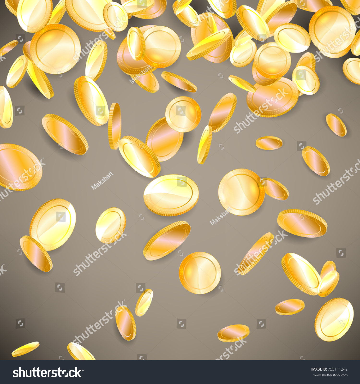 Coins Rain Vector Background Stock Vector (Royalty Free) 755111242 ...