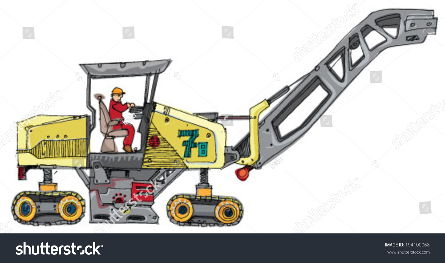 Cold Milling Machine Road Construction Cartoon: vector de stock (libre ...