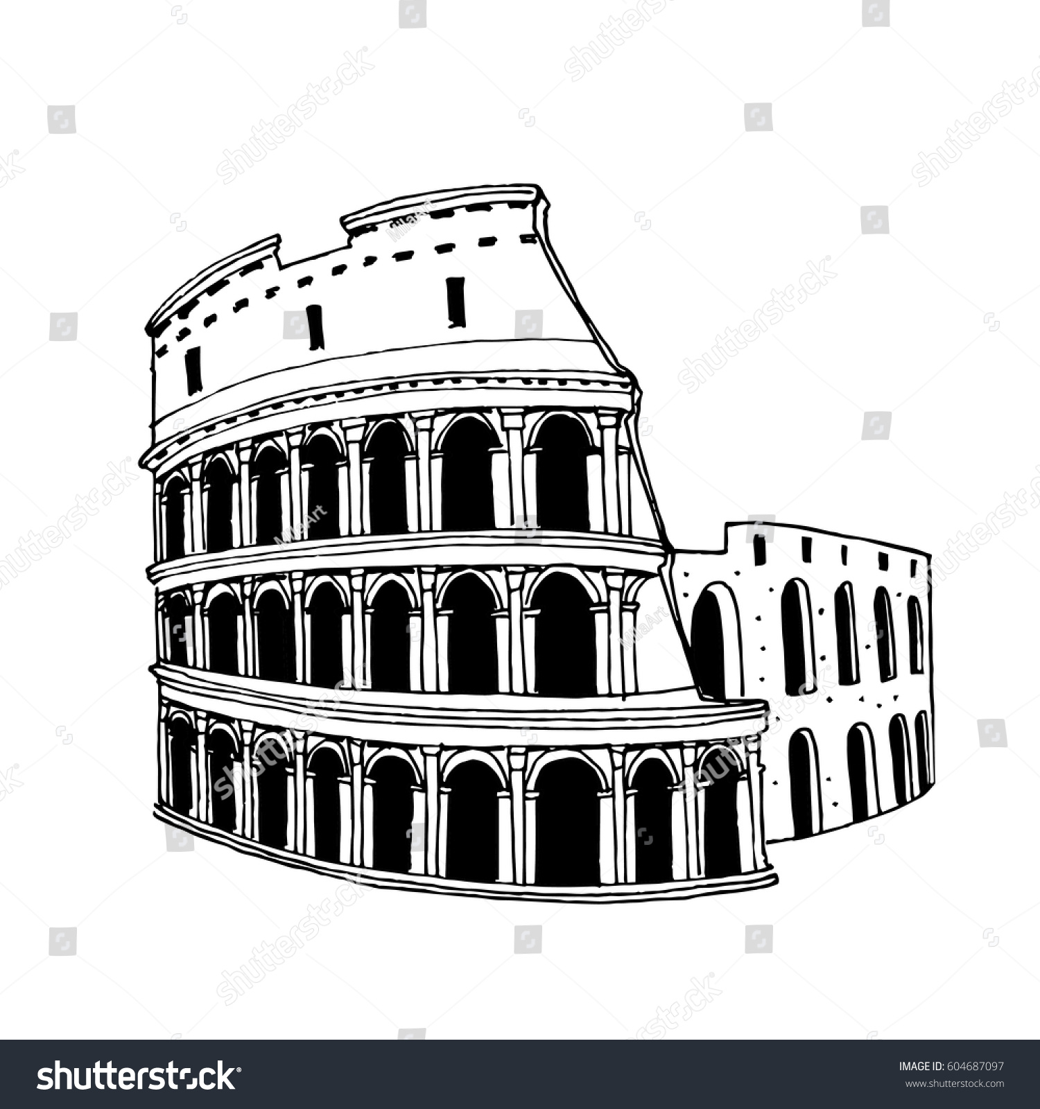 Coliseum On White Background Vector Illustration Stock Vector 604687097 ...