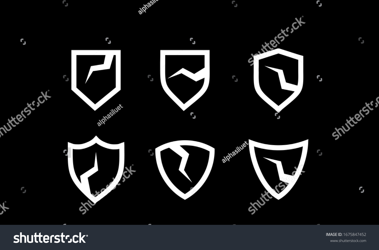 Collection Broken Shield Logo Icon Template: เวกเตอร์สต็อก (ปลอดค่า ...