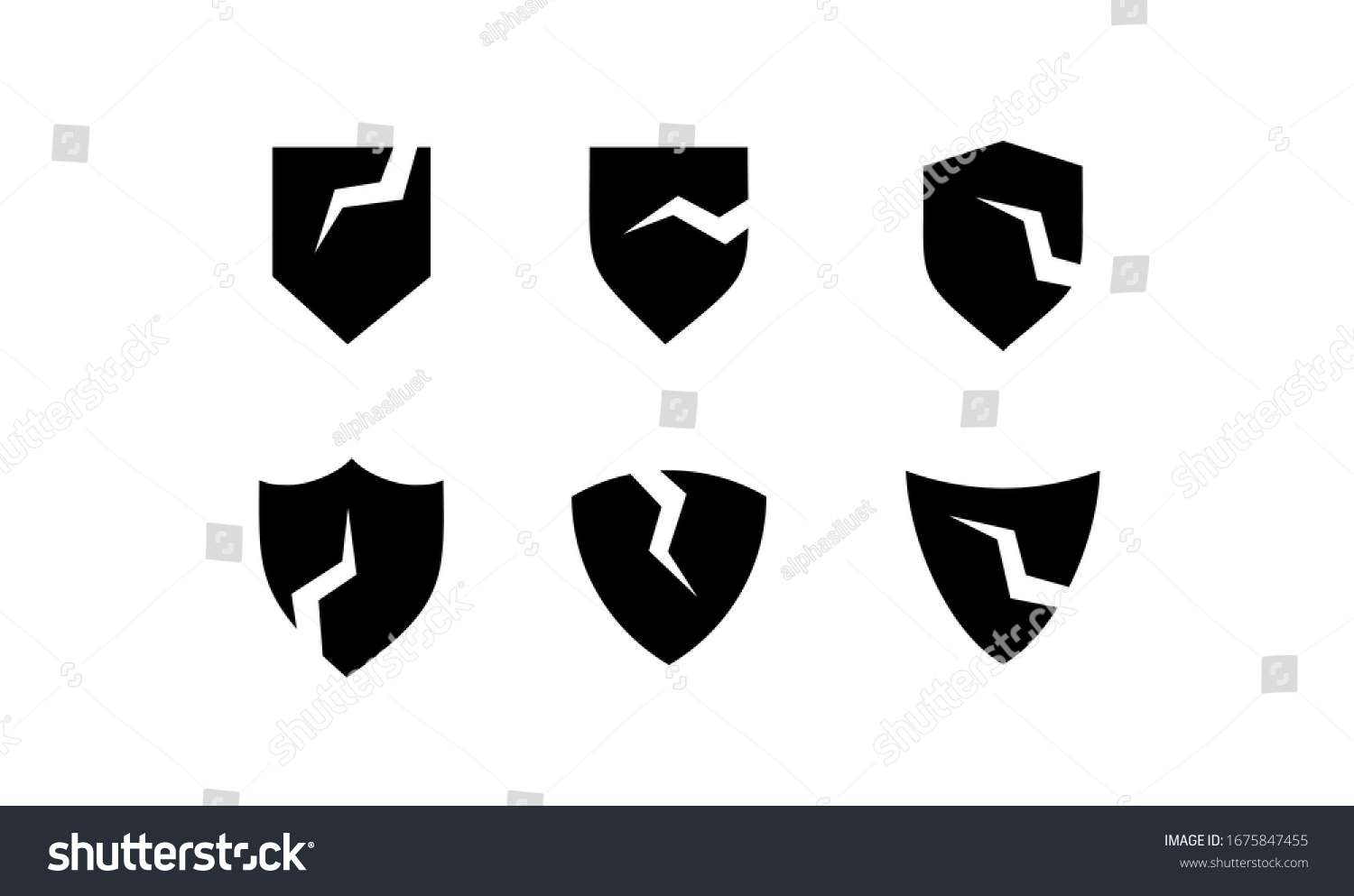 Collection Broken Shield Logo Icon Template Stock Vector (Royalty Free ...