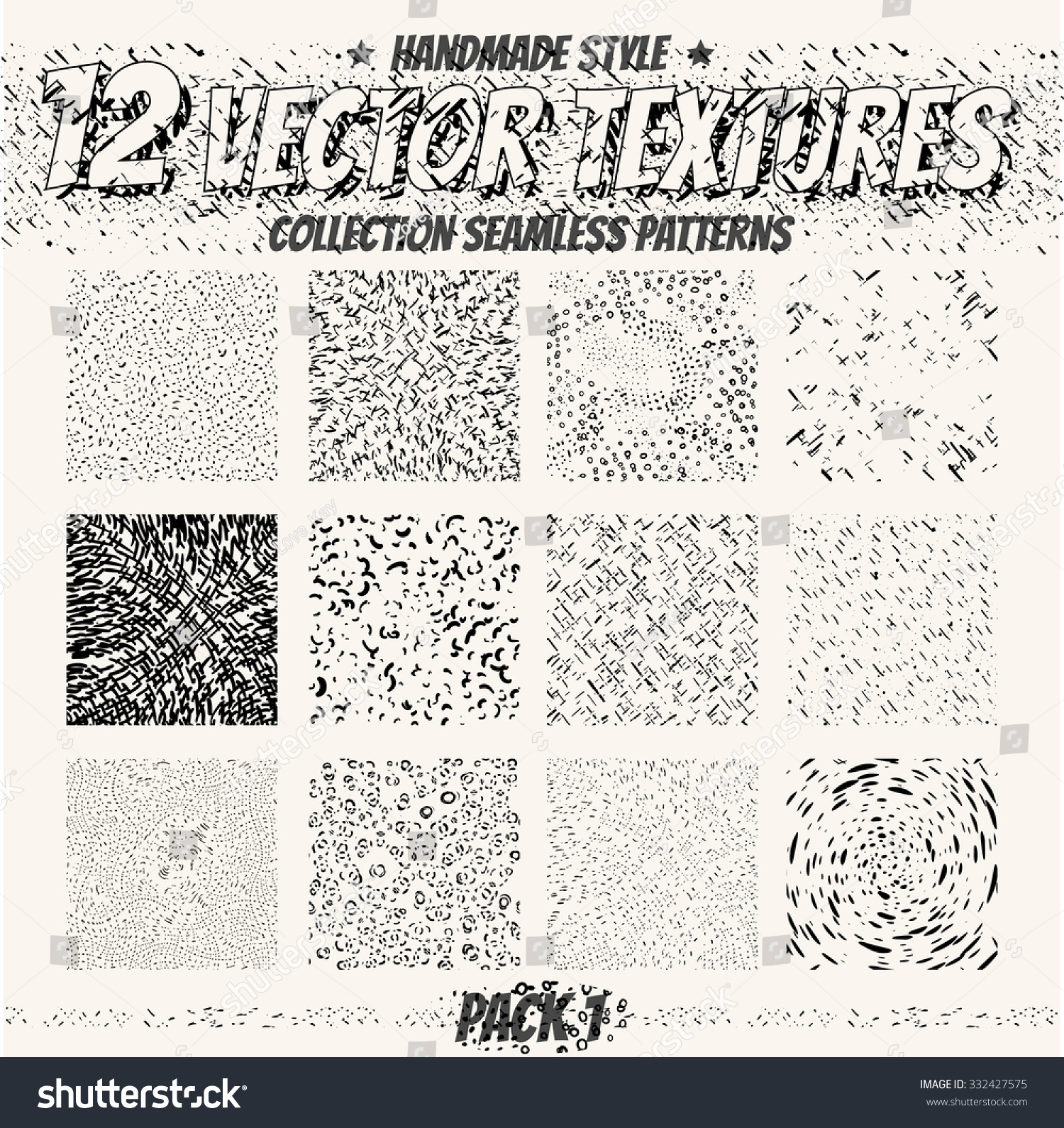 Collection Monochrome Seamless Textures Digital Design Stock Vector ...