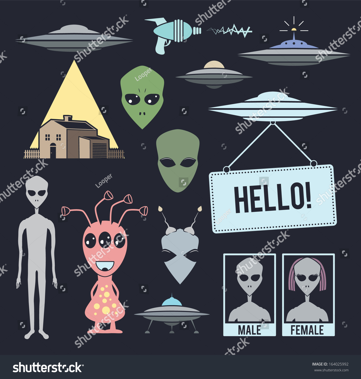 Collection Of Alien Design Elements. Eps8. Stock Vector Illustration ...