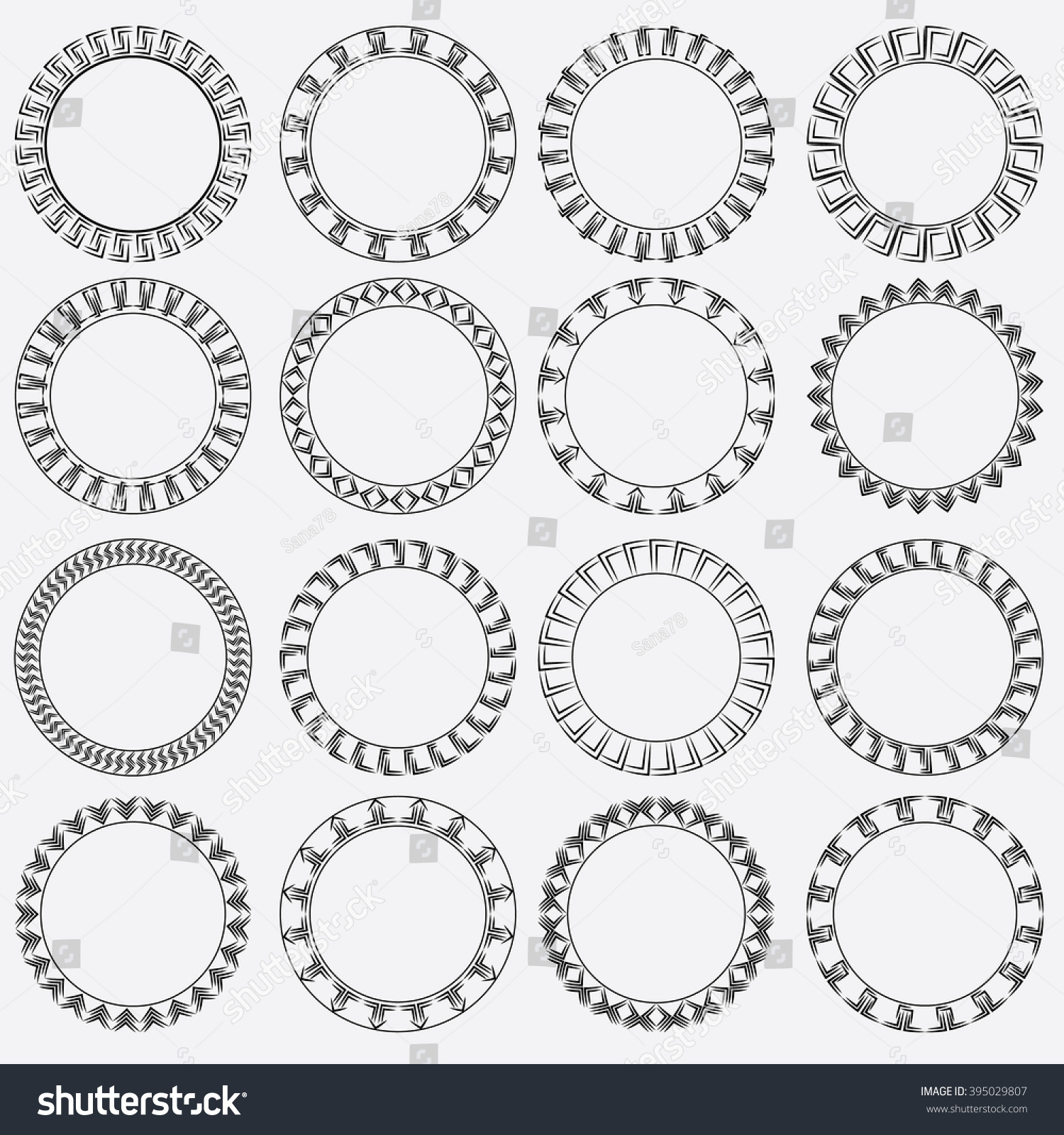 Collection Borders Round Frames Decoration Elements Stock Vector ...