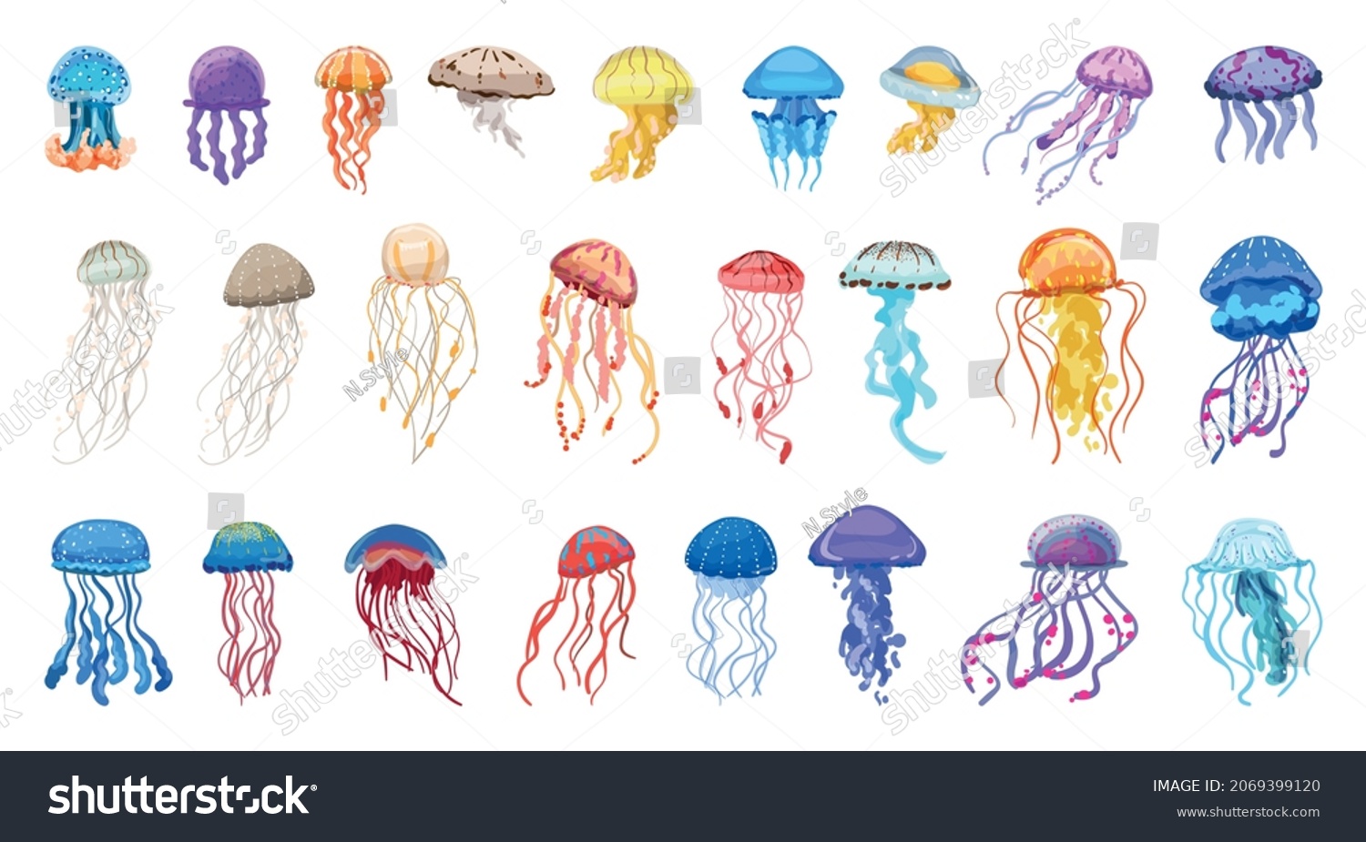 Collection Colorful Jellyfish Different Types Stock Vector (Royalty ... Collection Colorful Jellyfish Different Types Stock Vector (Royalty ...