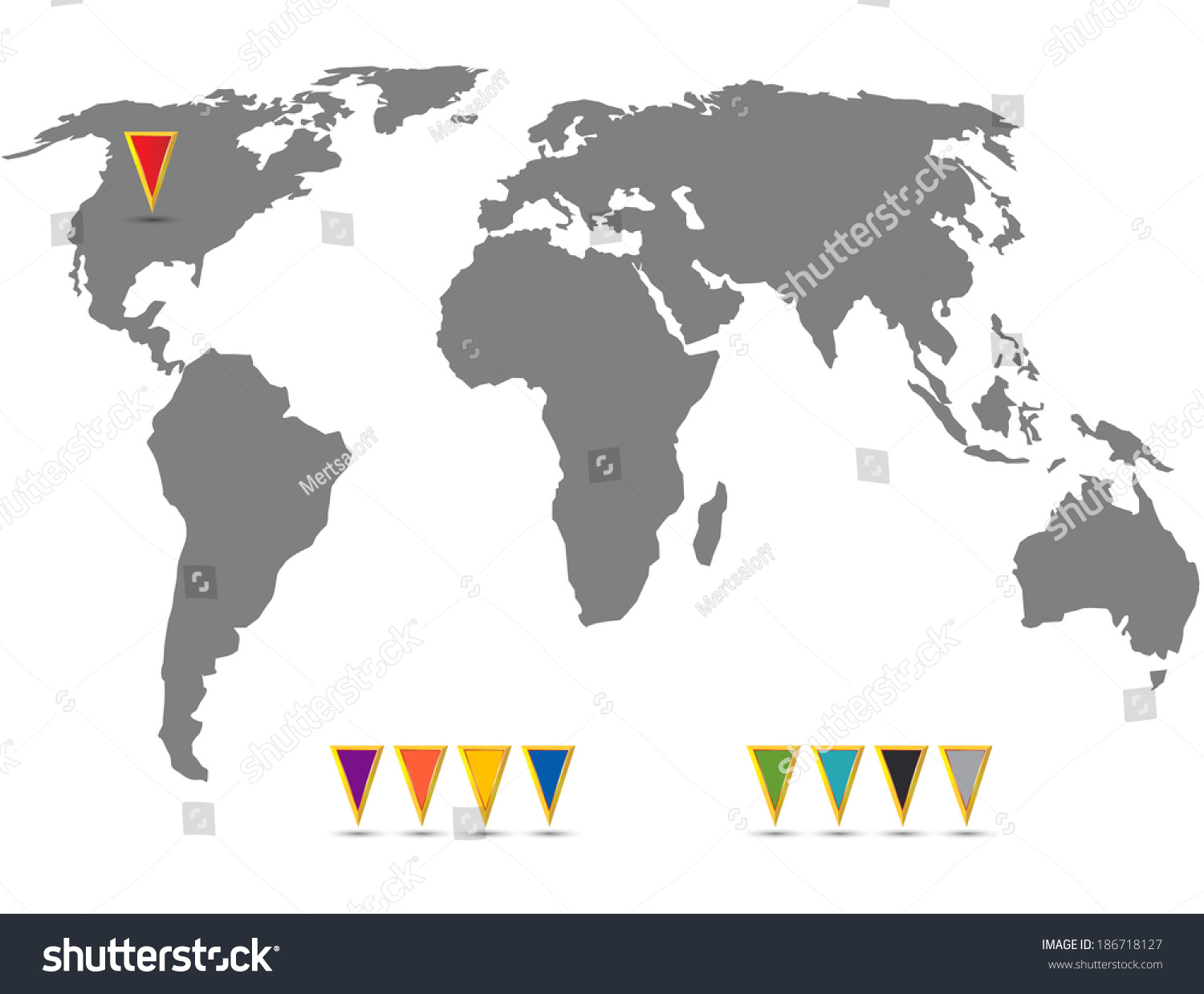 Collection 3d Map Pointers World Map Stock Vector (Royalty Free) 186718127 | Shutterstock