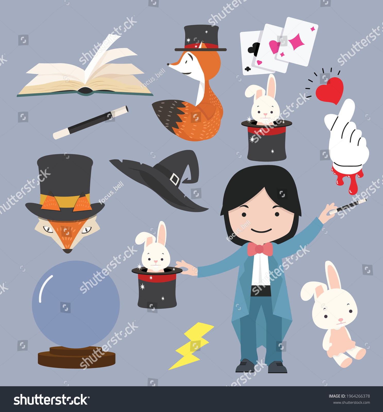Collection Magic Objects Cartoon Style Vector Stock Vector (Royalty ...