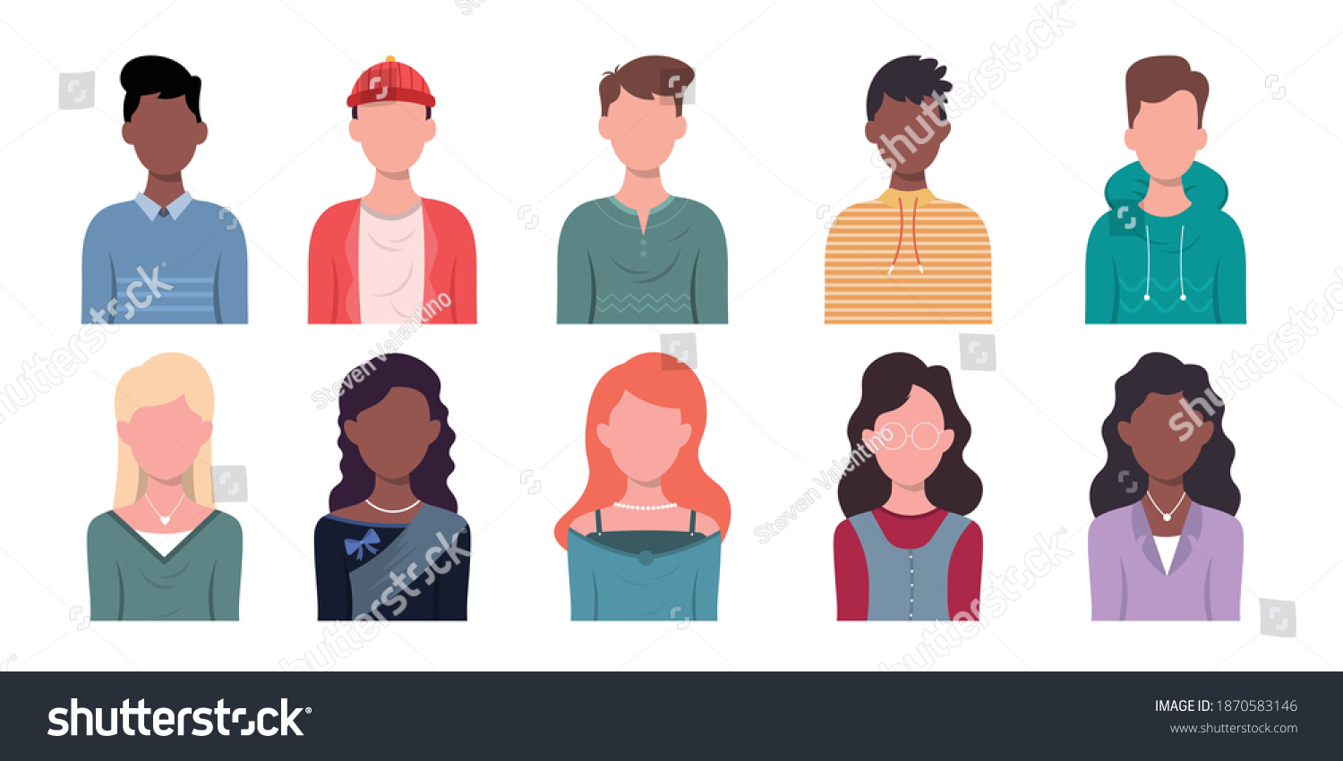 Collection Man Woman Flat Vector Illustration Stock Vector Royalty