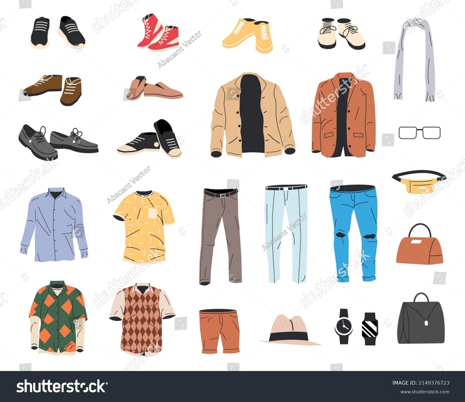 Collection Man Wardrobe Set Male Clothes Stock Vector Royalty Free