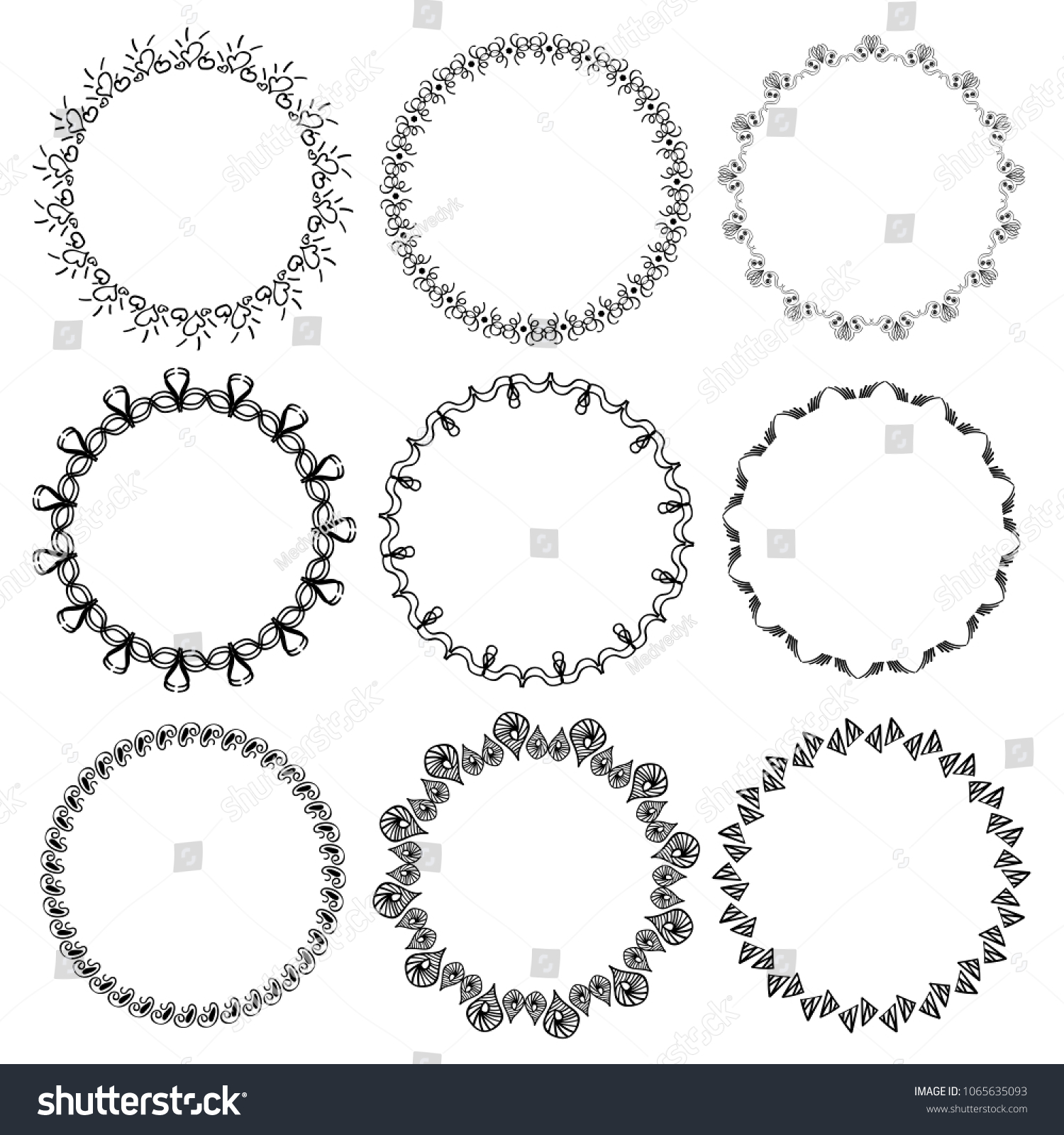 Collection Round Decorative Border Frames 3 Stock Vector (Royalty Free ...
