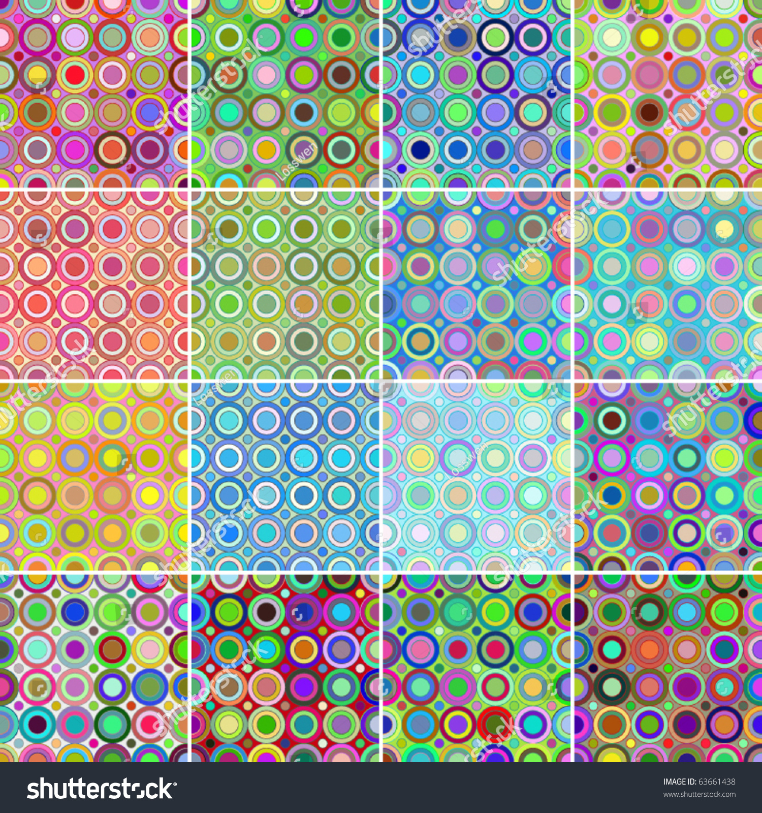 Collection Of 16 Seamless Circular Patterns Stock Vector Illustration ...