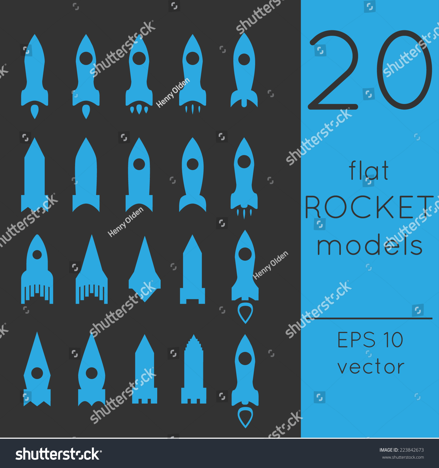 Collection 20 Start Rocket Models Vector Stock Vector (Royalty Free ...