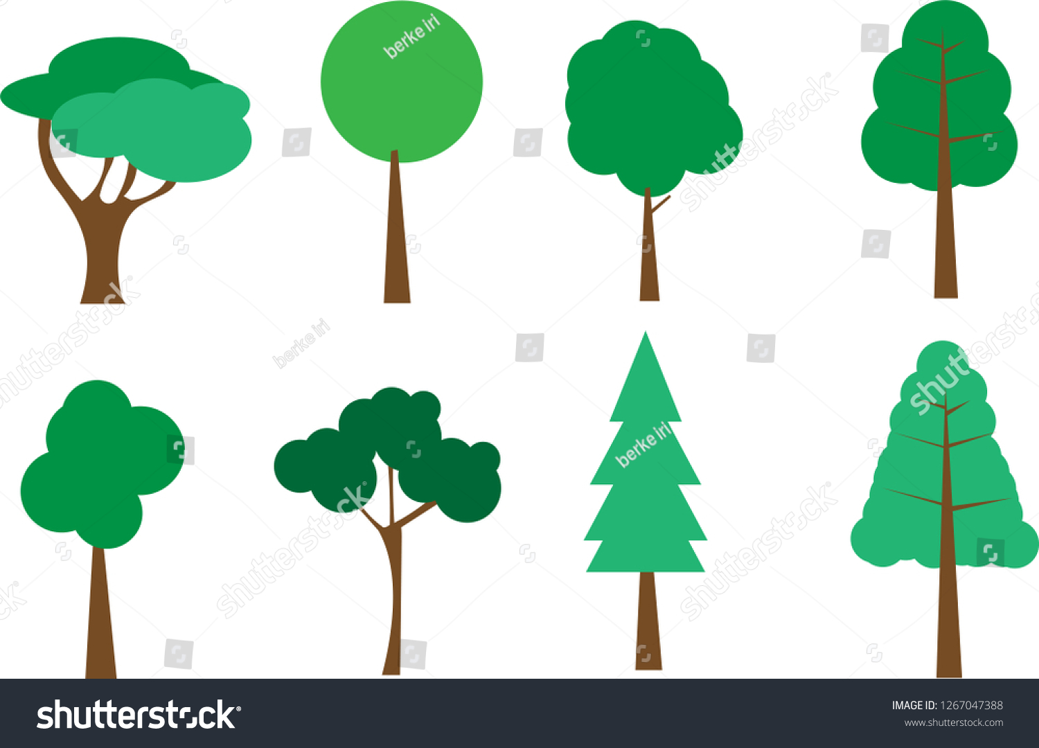 Collection Trees Illustrations Tree Vector: เวกเตอร์สต็อก (ปลอดค่า ...
