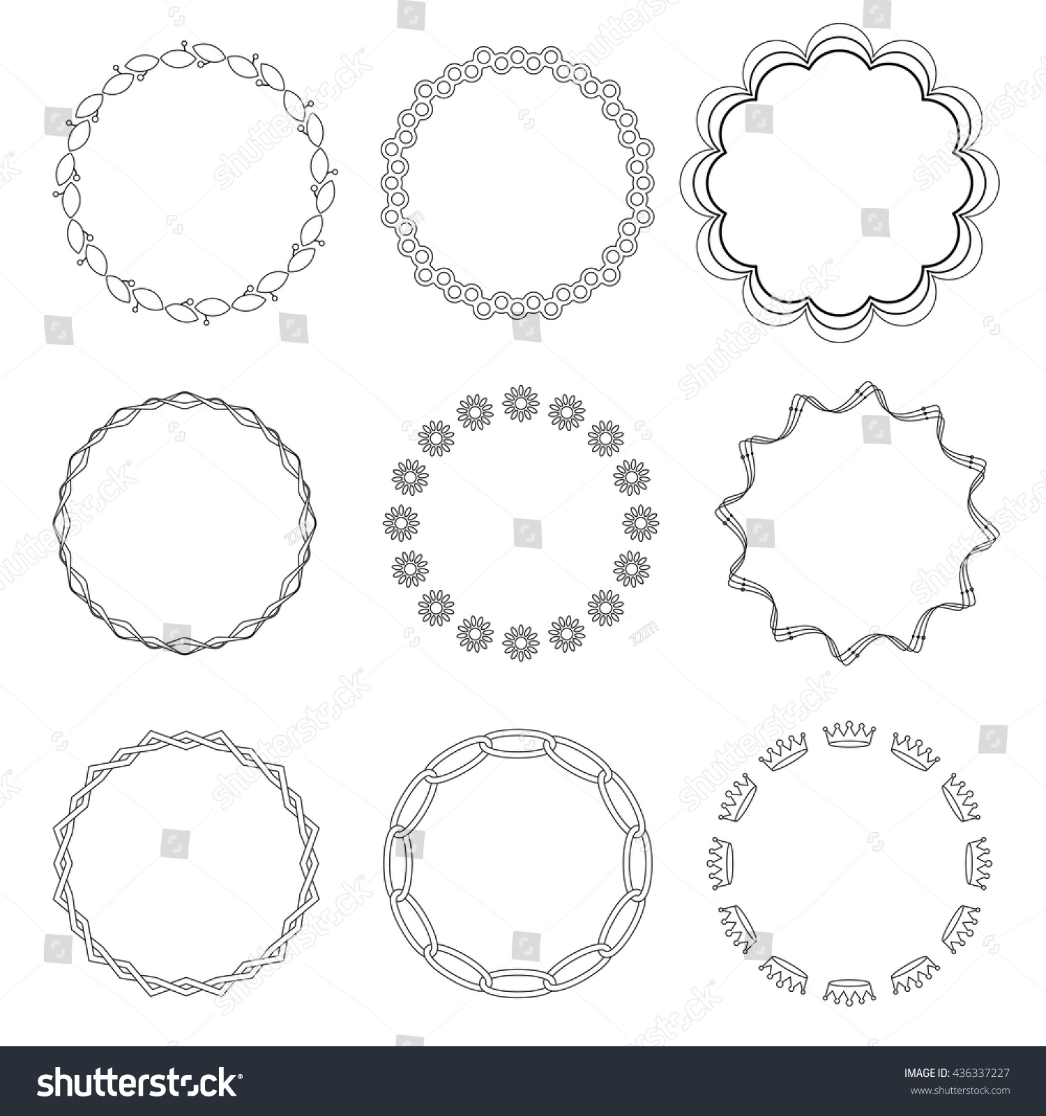 Collection Various Circular Patterns Round Decorative Stock Vector ...