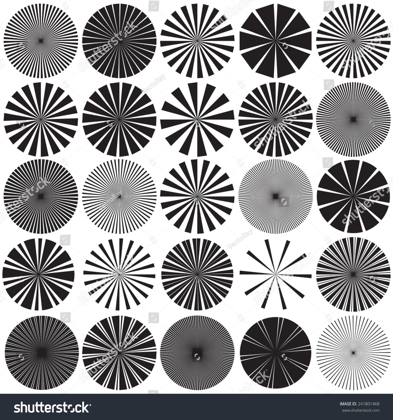 Collection Vector Radial Patterns Stock Vector (Royalty Free) 241801468 ...