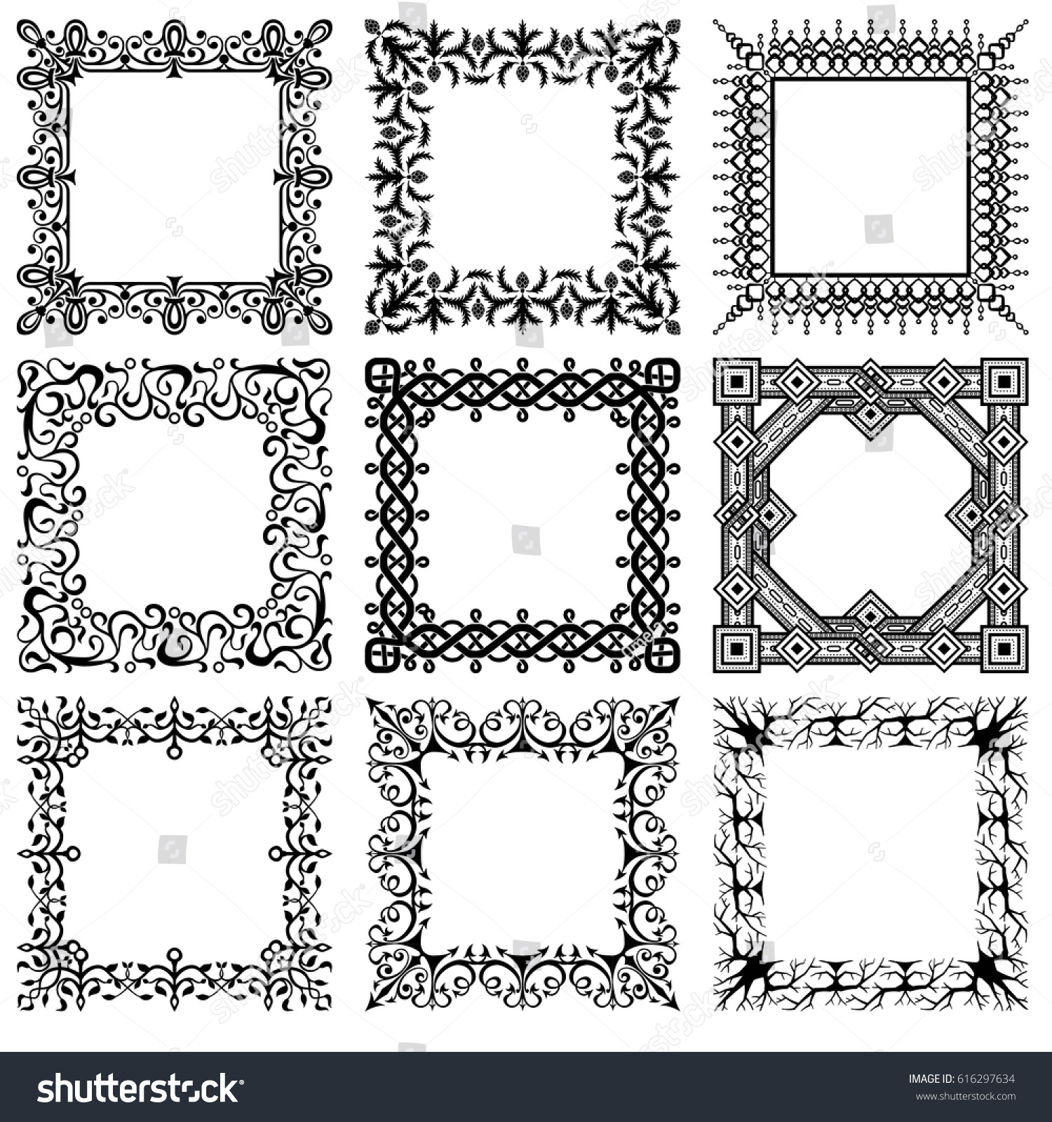 Collection Vector Square Vintage Frames Stock Vector (Royalty Free ...