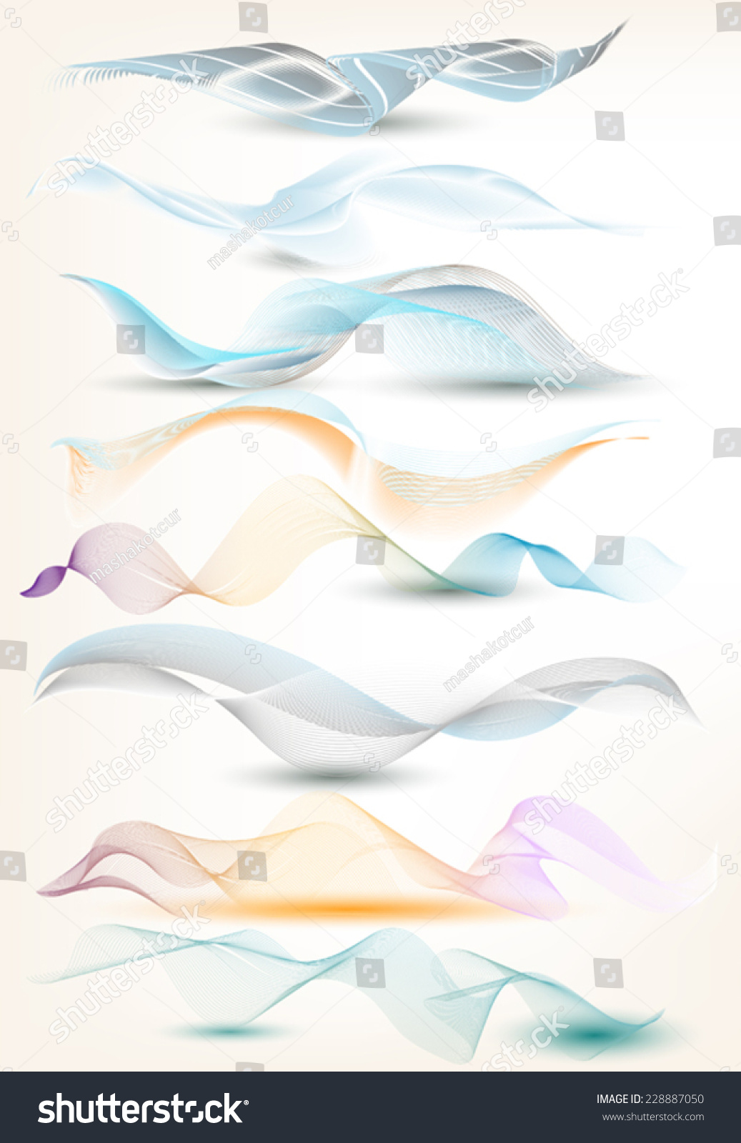 Collection Vector Wavy Elements Stock Vector (Royalty Free) 228887050 ...