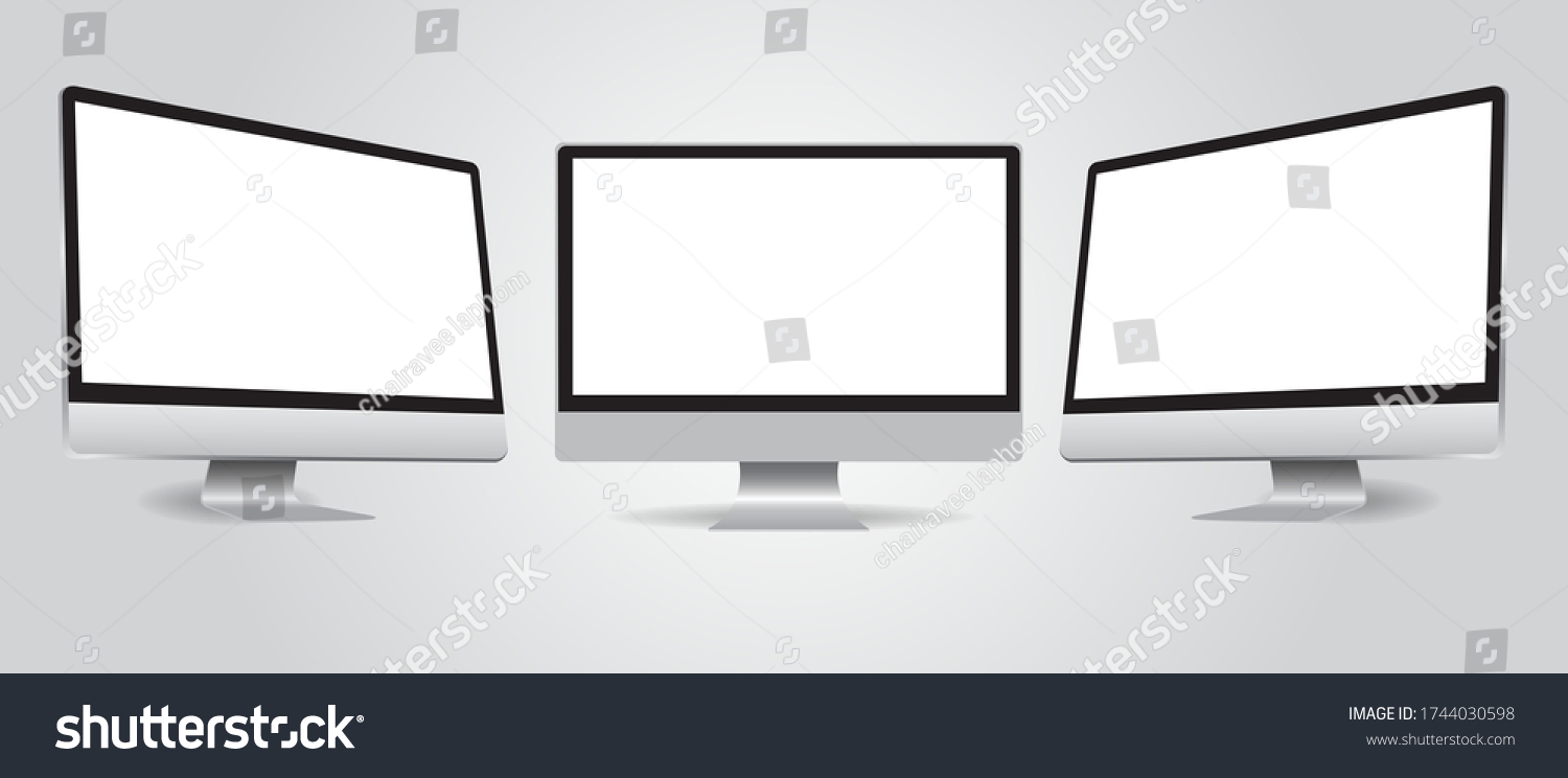 Collection Realistic Computer Display Isolated On Stock Vector (Royalty ...