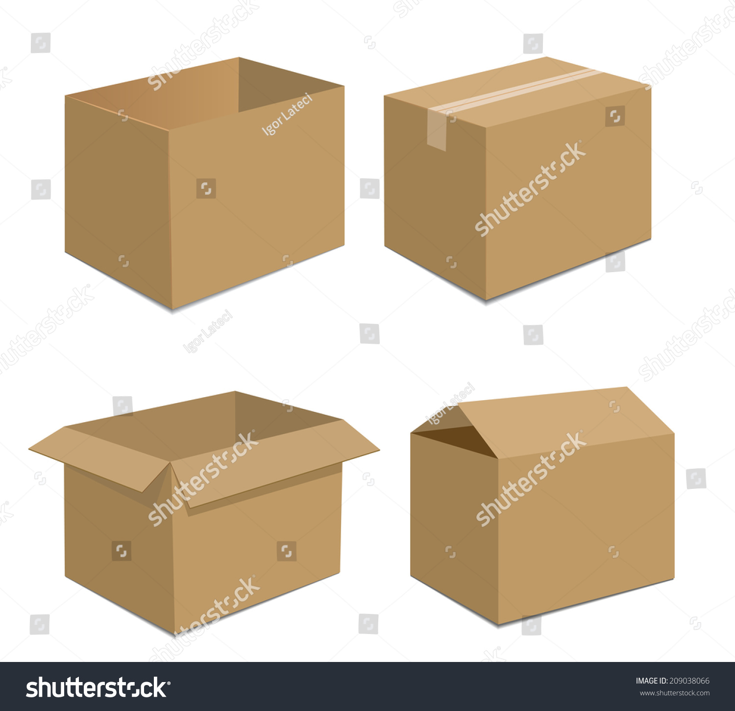 Collection Recycle Brown Box Packaging Vector Stock Vector (Royalty ...