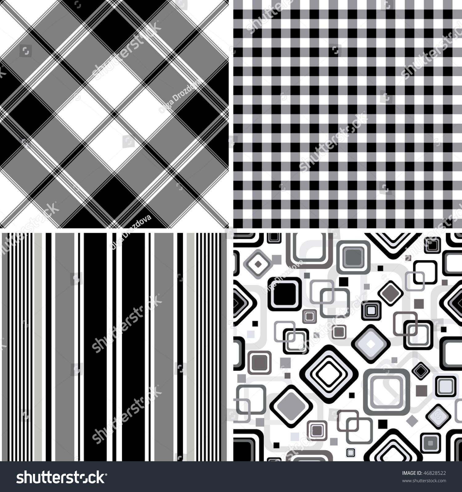 Collection Seamless Black-White And Grey Patterns (Vector, Eps 10 ...