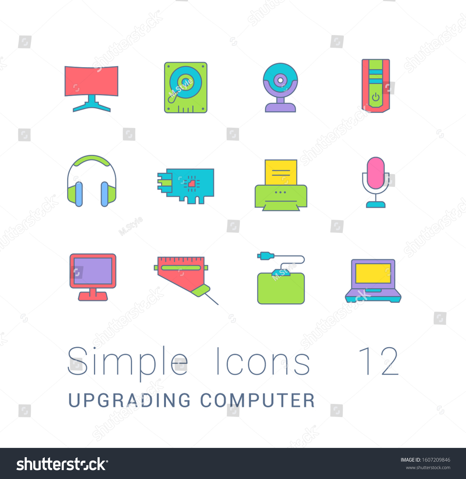 Collection Simple Icons Upgrading Computer Components Stock Vector ... Collection Simple Icons Upgrading Computer Components Stock Vector ...