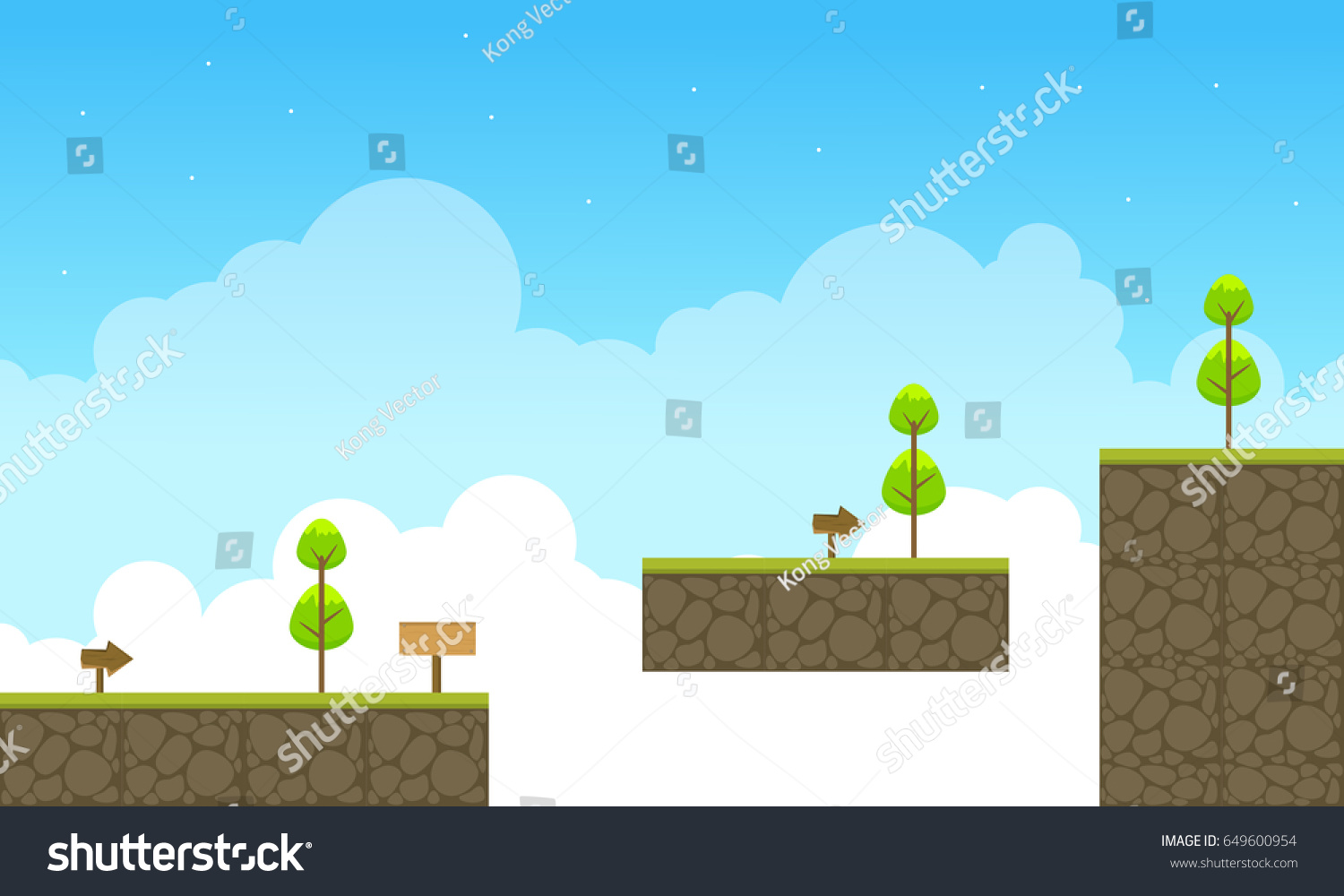 Collection Sky Landscape Game Background Stock Vector (Royalty Free ...