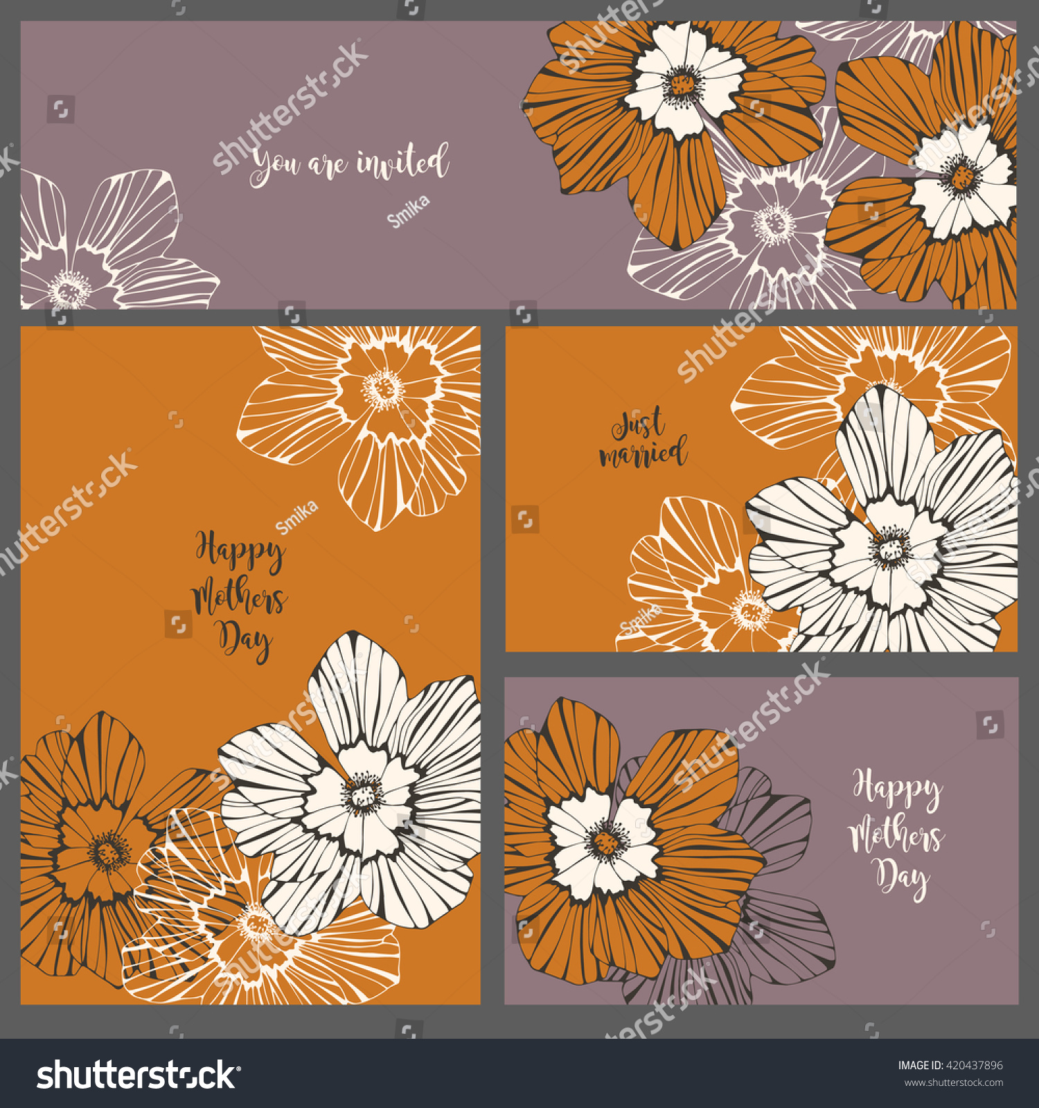 Collection Template Invitations Sticker Printable Set Stock Vector ...