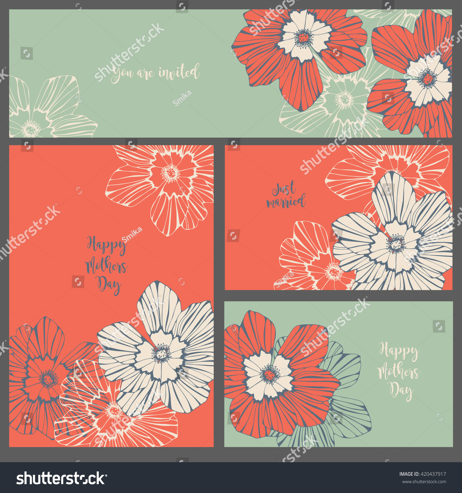 Collection Template Invitations Sticker Printable Set: เวกเตอร์สต็อก ...