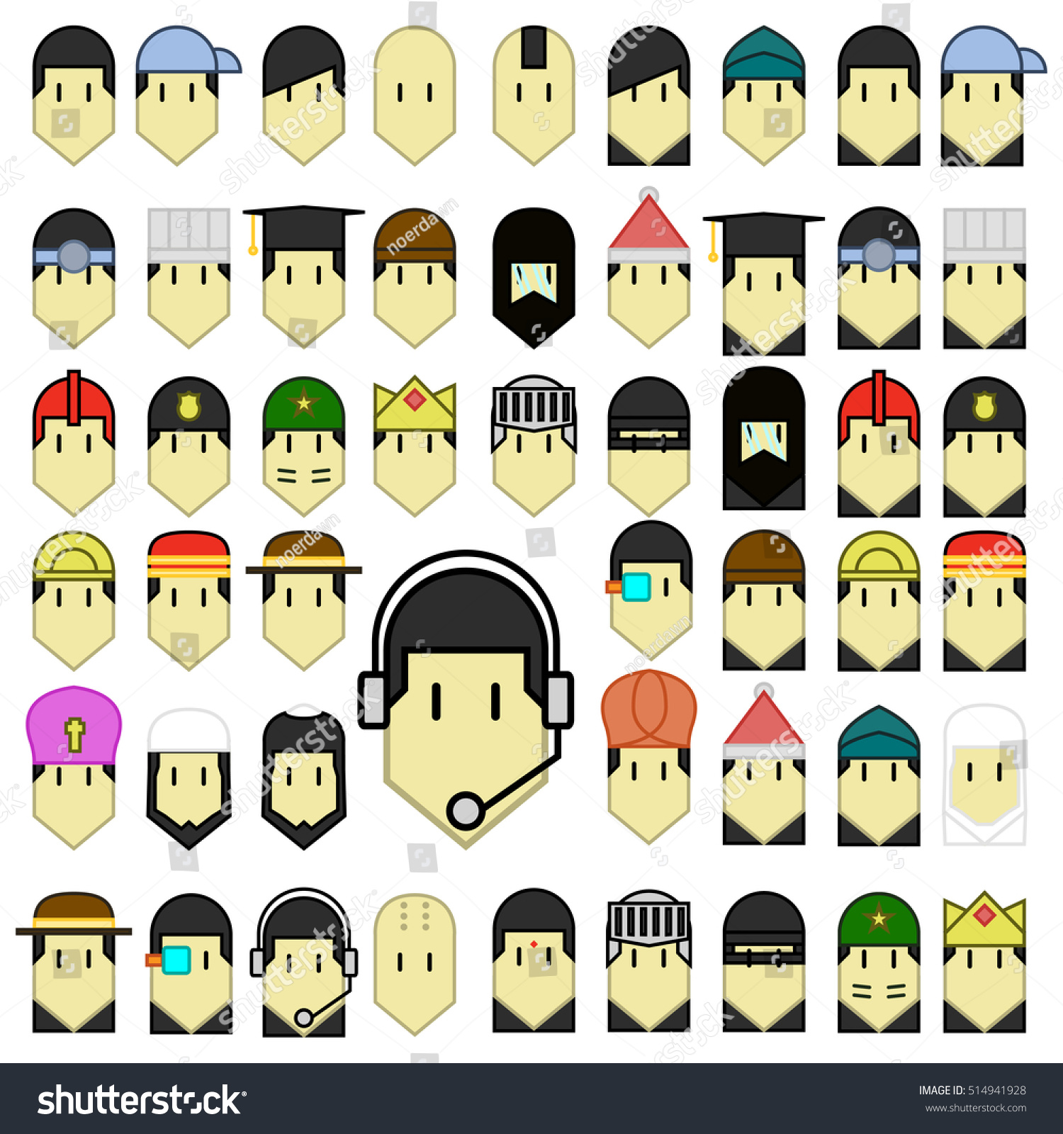 Collection Vector Avatar Different Hat Stock Vector (Royalty Free ...