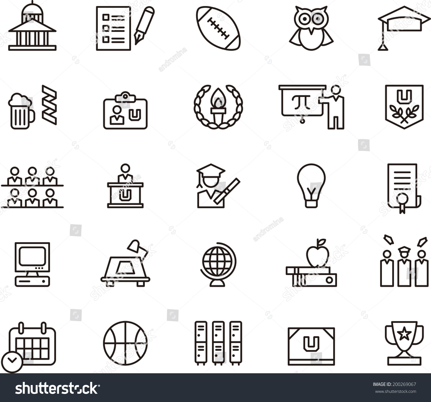 College Icons Stock Vector (Royalty Free) 200269067