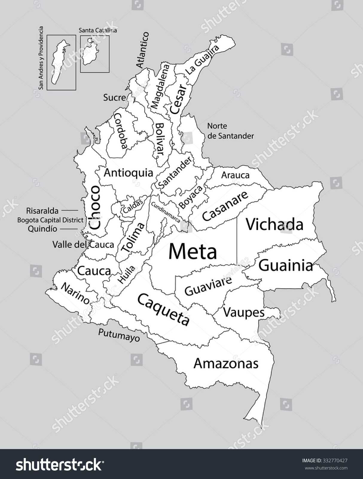 Colombia Editable Blank Vector Map Administrative: vector de stock ... Colombia Editable Blank Vector Map Administrative: vector de stock ...