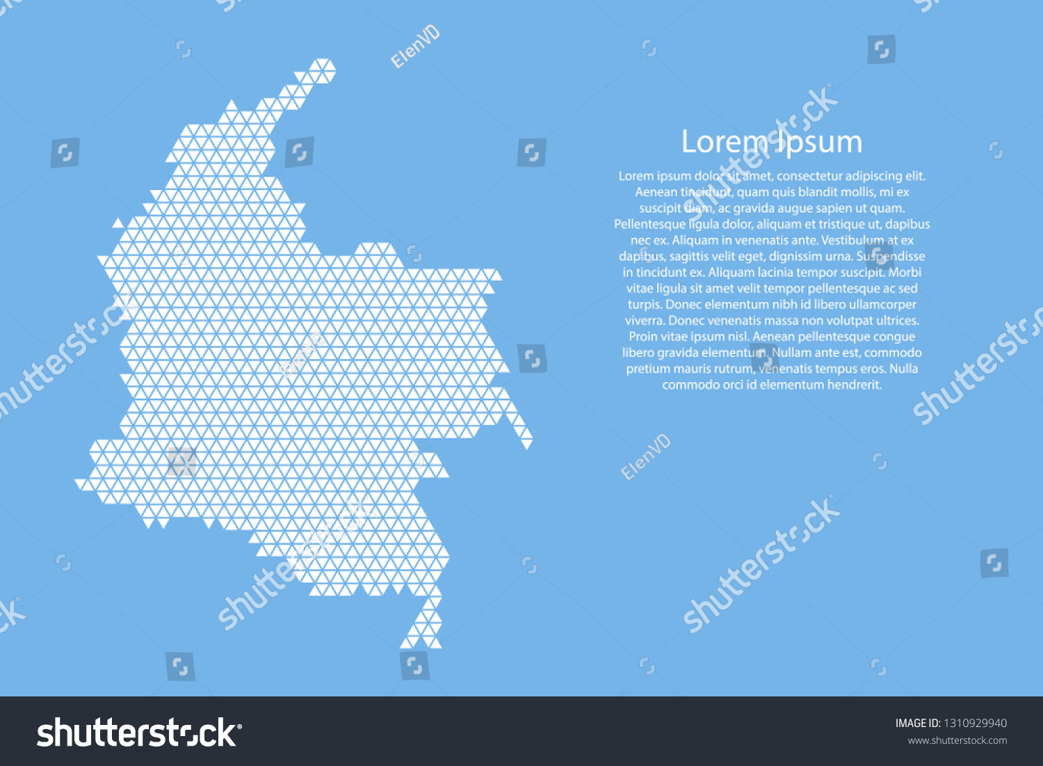 Colombia Map Abstract Schematic White Triangles Stock Vector (Royalty ...