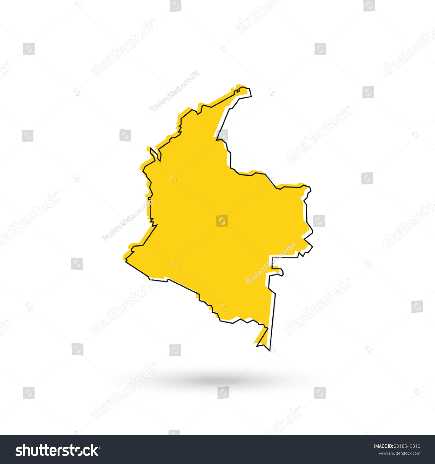 Colombia Yellow Map On White Background Stock Vector (Royalty Free ...