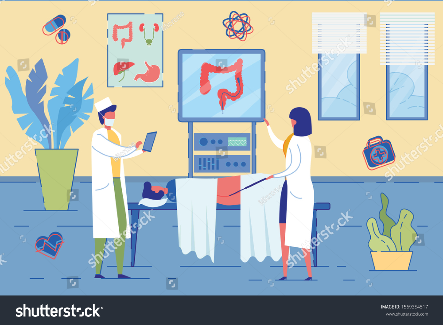 Colonoscopy Procedure Screening Colon Diseases Stock Vector (Royalty ...