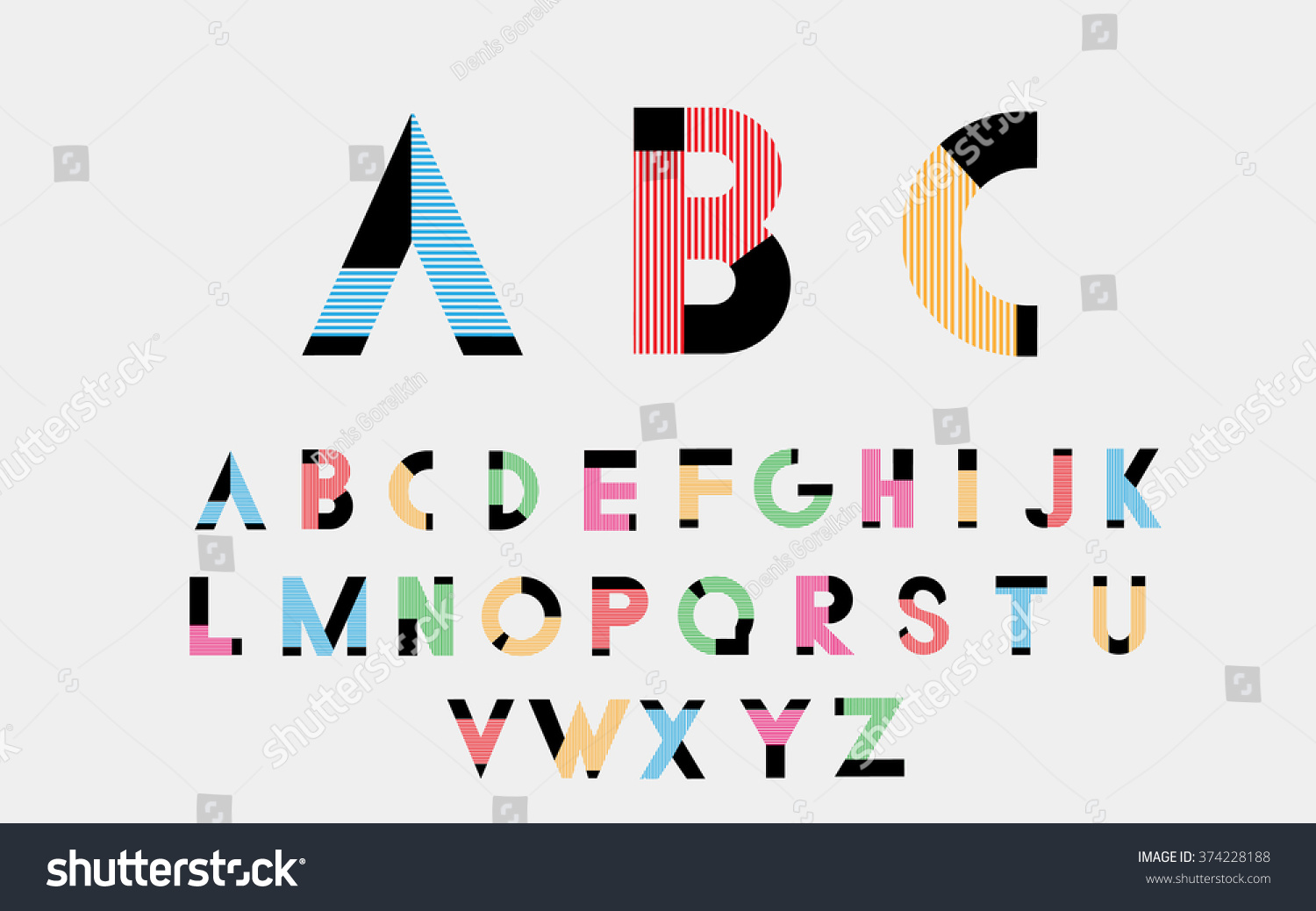 Color Alphabetic Fonts Vector Eps10 Illustrator Stock Vector (Royalty ...