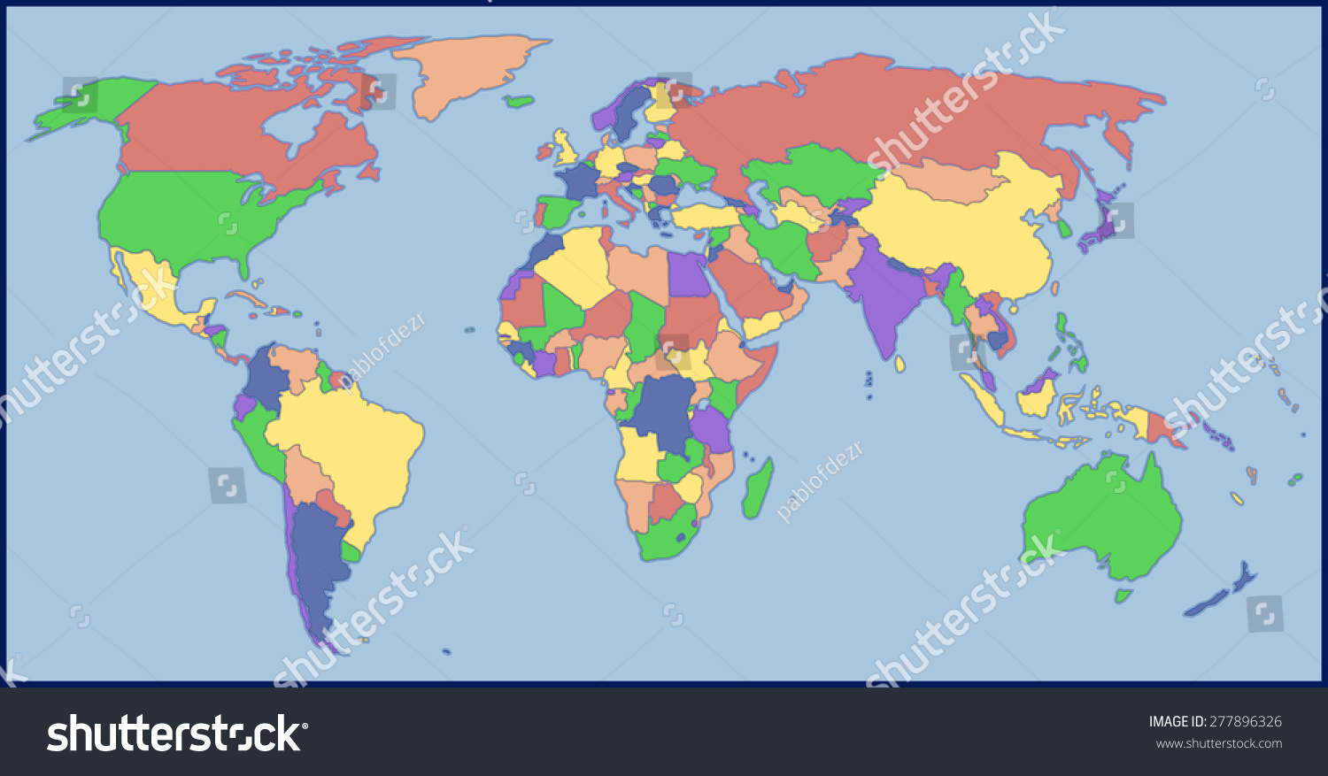 Color Blank World Map Stock Vector (Royalty Free) 277896326