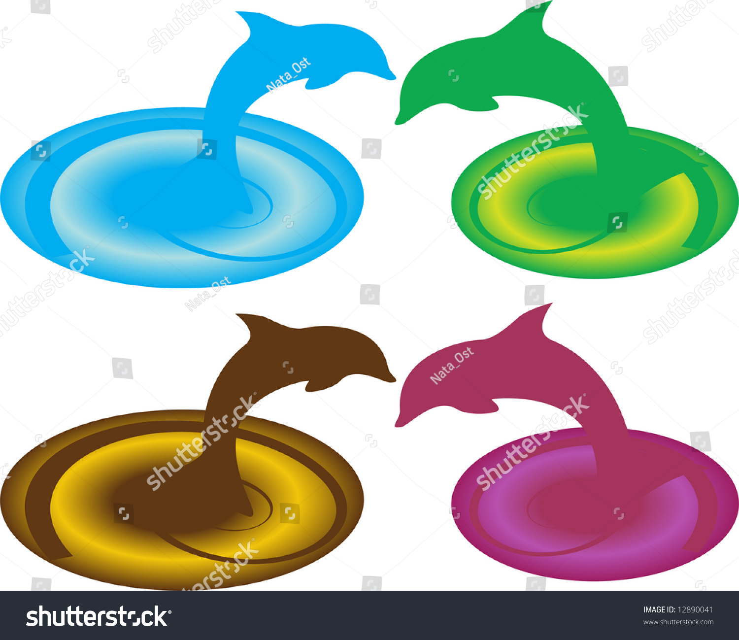 Color Dolphins Vector Illustration Stock Vector (Royalty Free) 12890041 ...