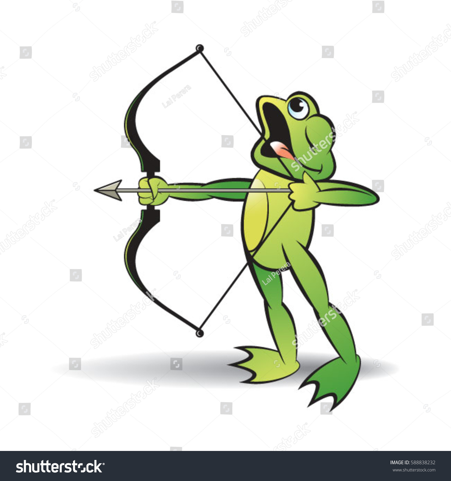 Color Frog Aiming Bow Arrowvector Drawing Stock Vector (Royalty Free ...