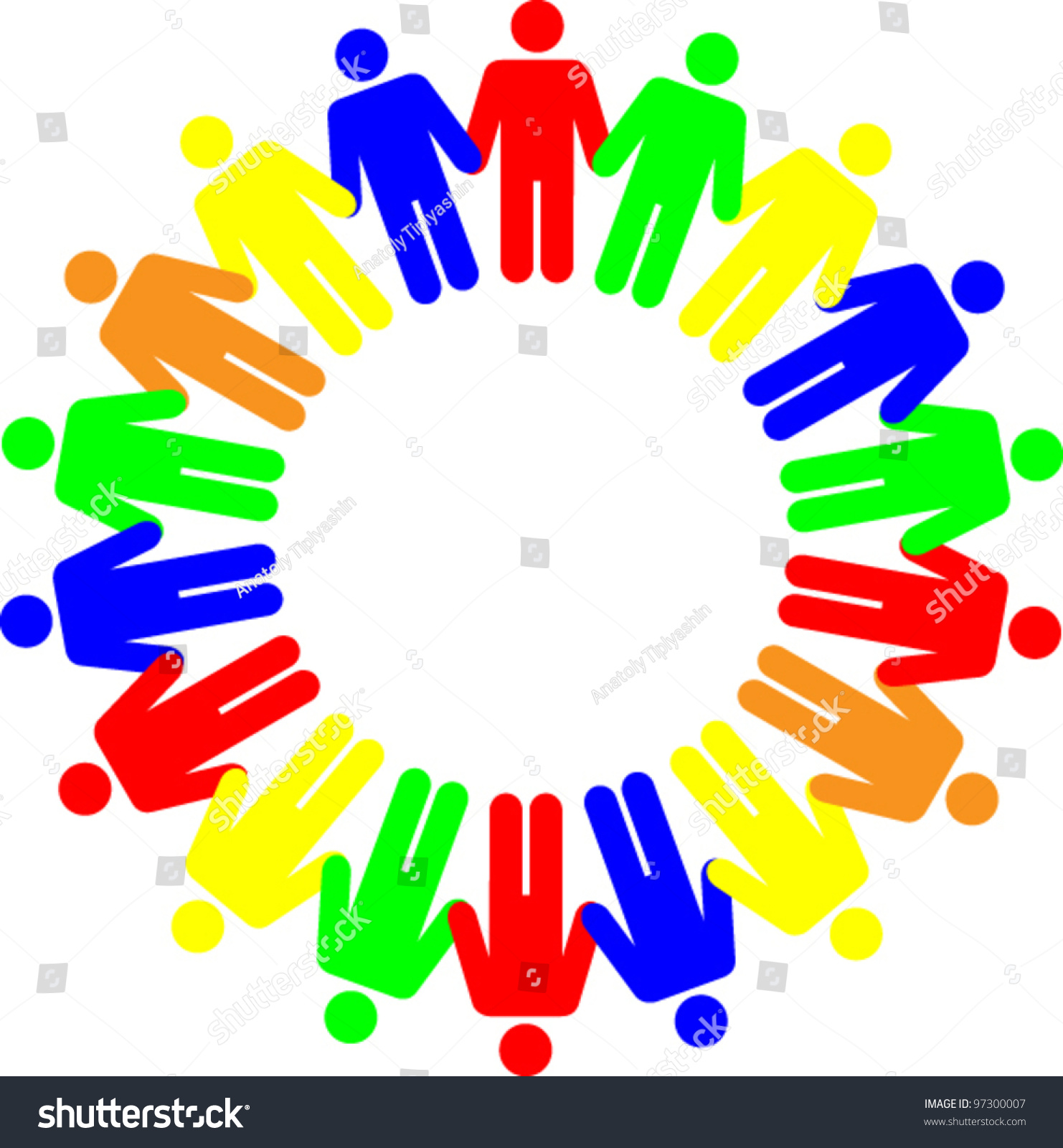 Color Human Figures Circle Stock Vector (Royalty Free) 97300007