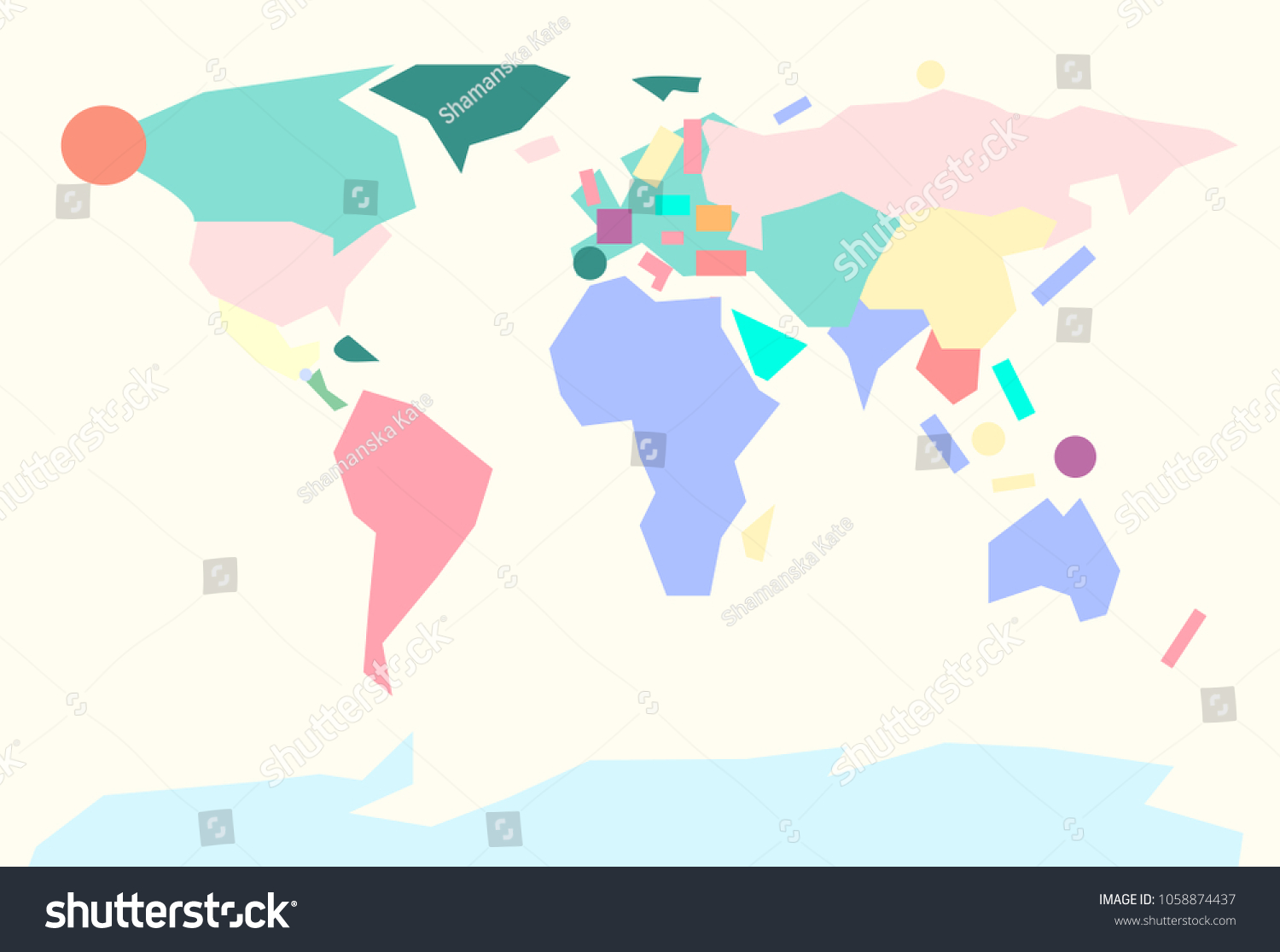 Color Minimalistic World Map Stock Vector (Royalty Free) 1058874437