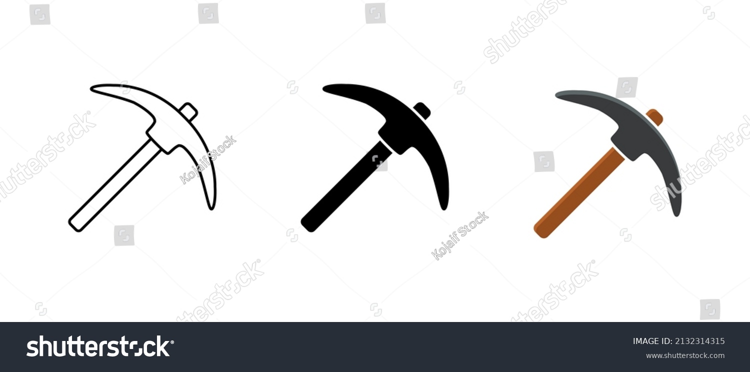 Color Mining Pickaxe Vector Icon Set Stock Vector (Royalty Free ...