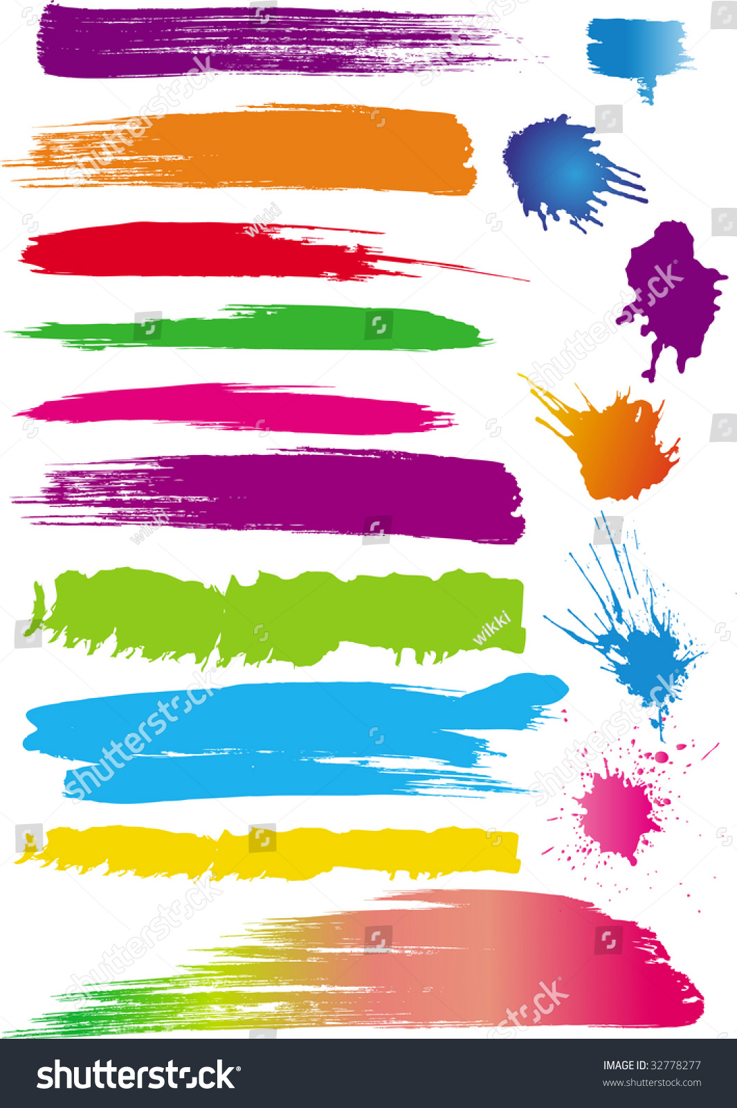 Color Paint Splashes And Line Brushes. Vector - 32778277 : Shutterstock