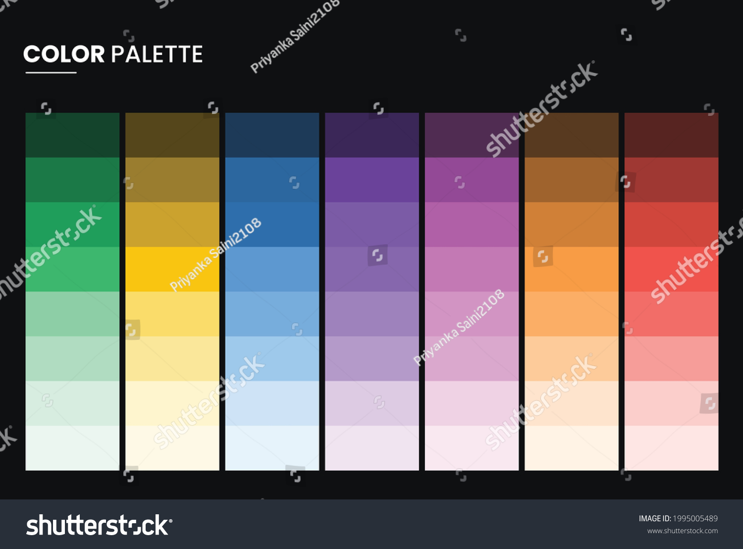 Color Palette Shade Card Color Theory Stock Vector (Royalty Free ...